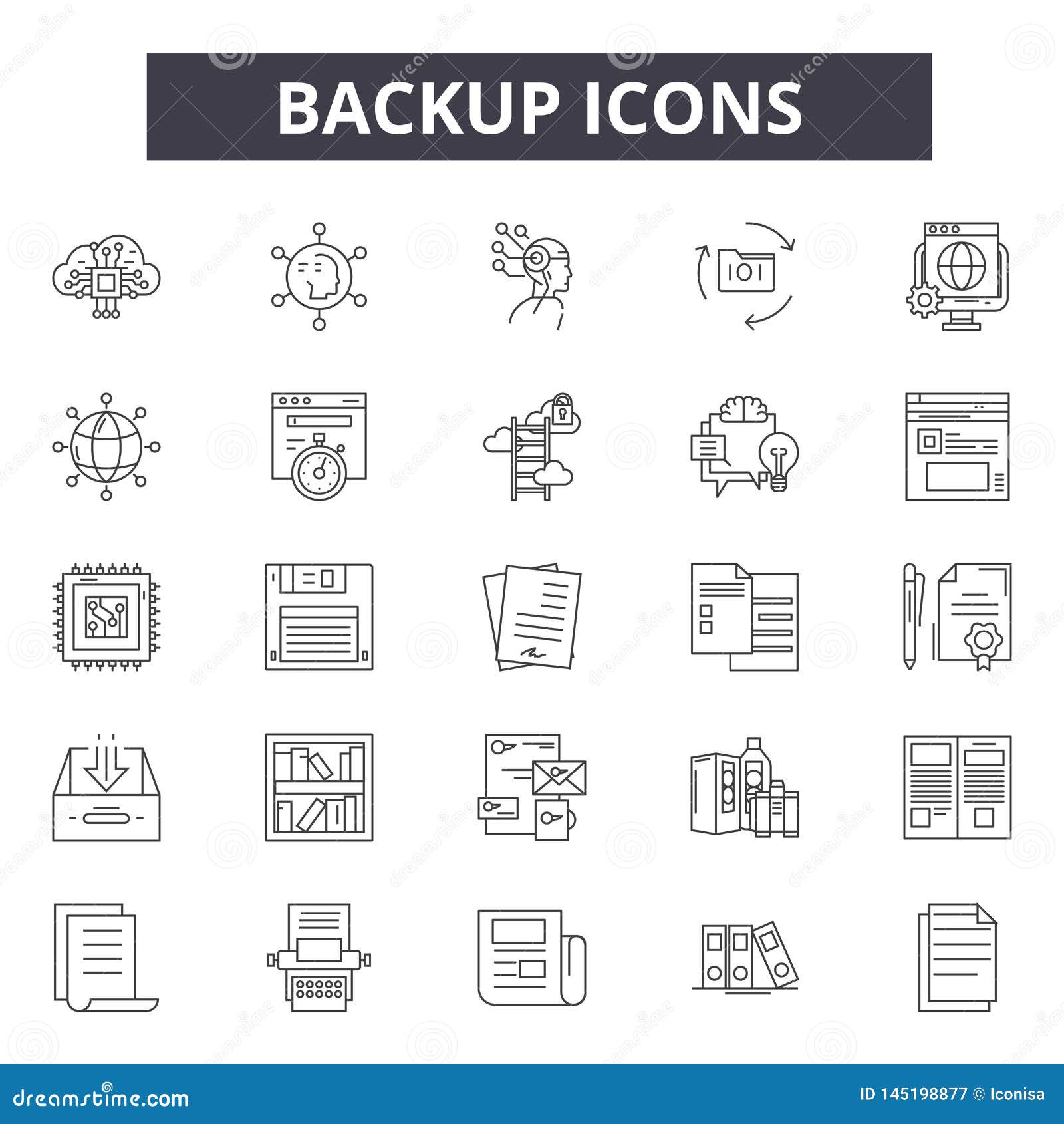 Backup Line Icons, Signs, Vector Set, Outline Illustration Concept ...