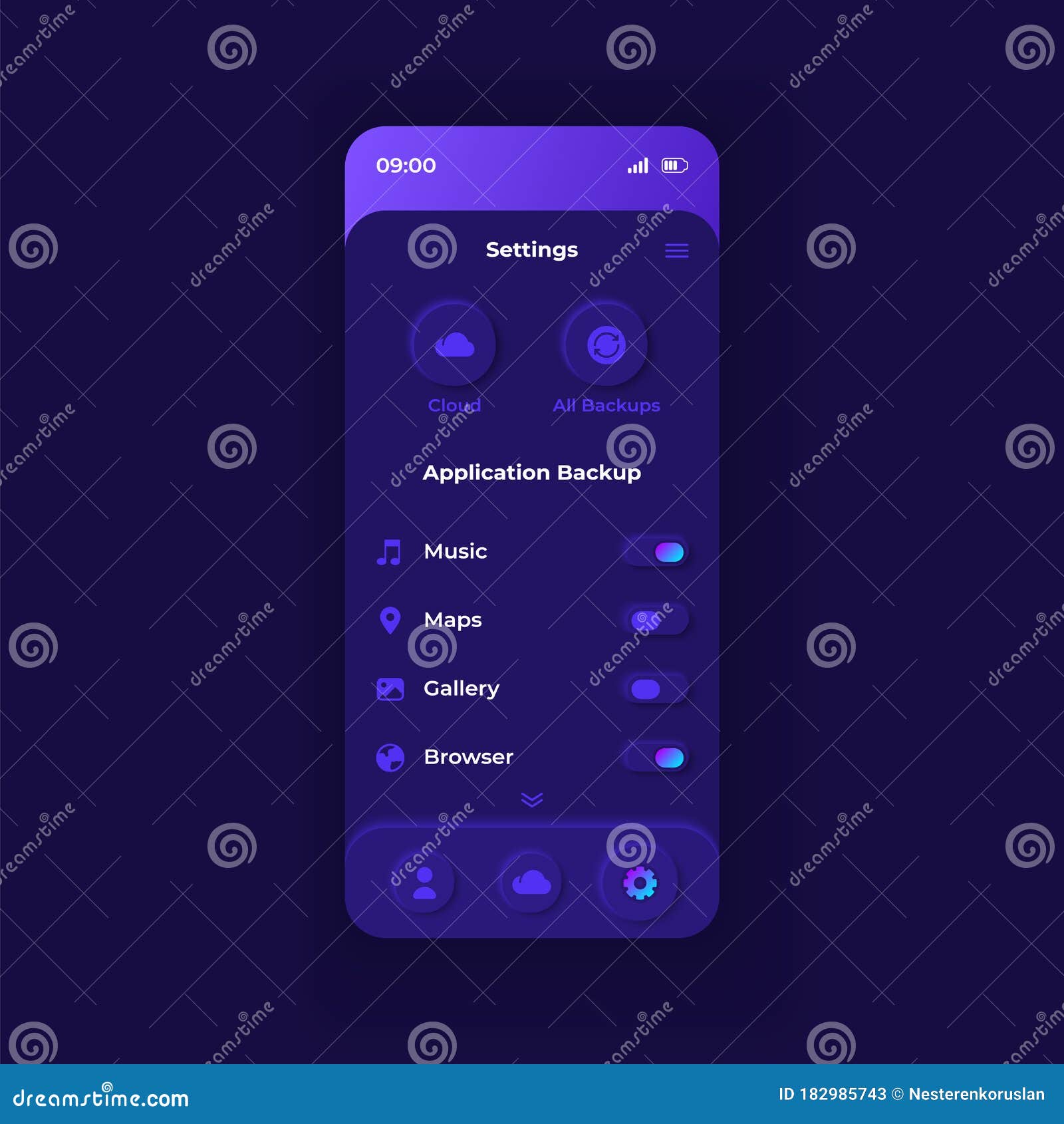 Backup Parameters Smartphone Interface Vector Template. Mobile App Page ...