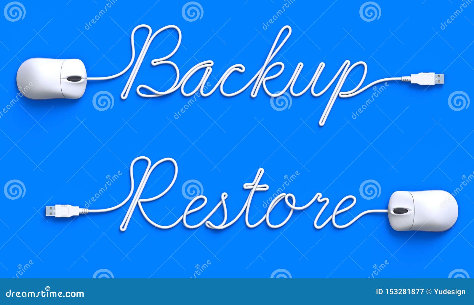 Backup - Restore Concept with Mouse and Cable Stock Illustration ...