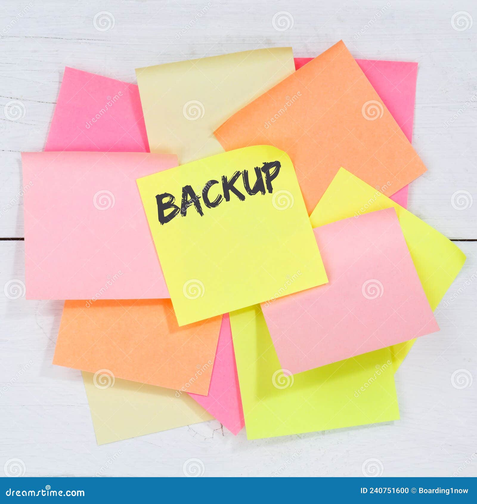 Backup Save Data on Computer Technology Business Concept Desk Note ... Backup Save Data on Computer Technology Business Concept Desk Note ...