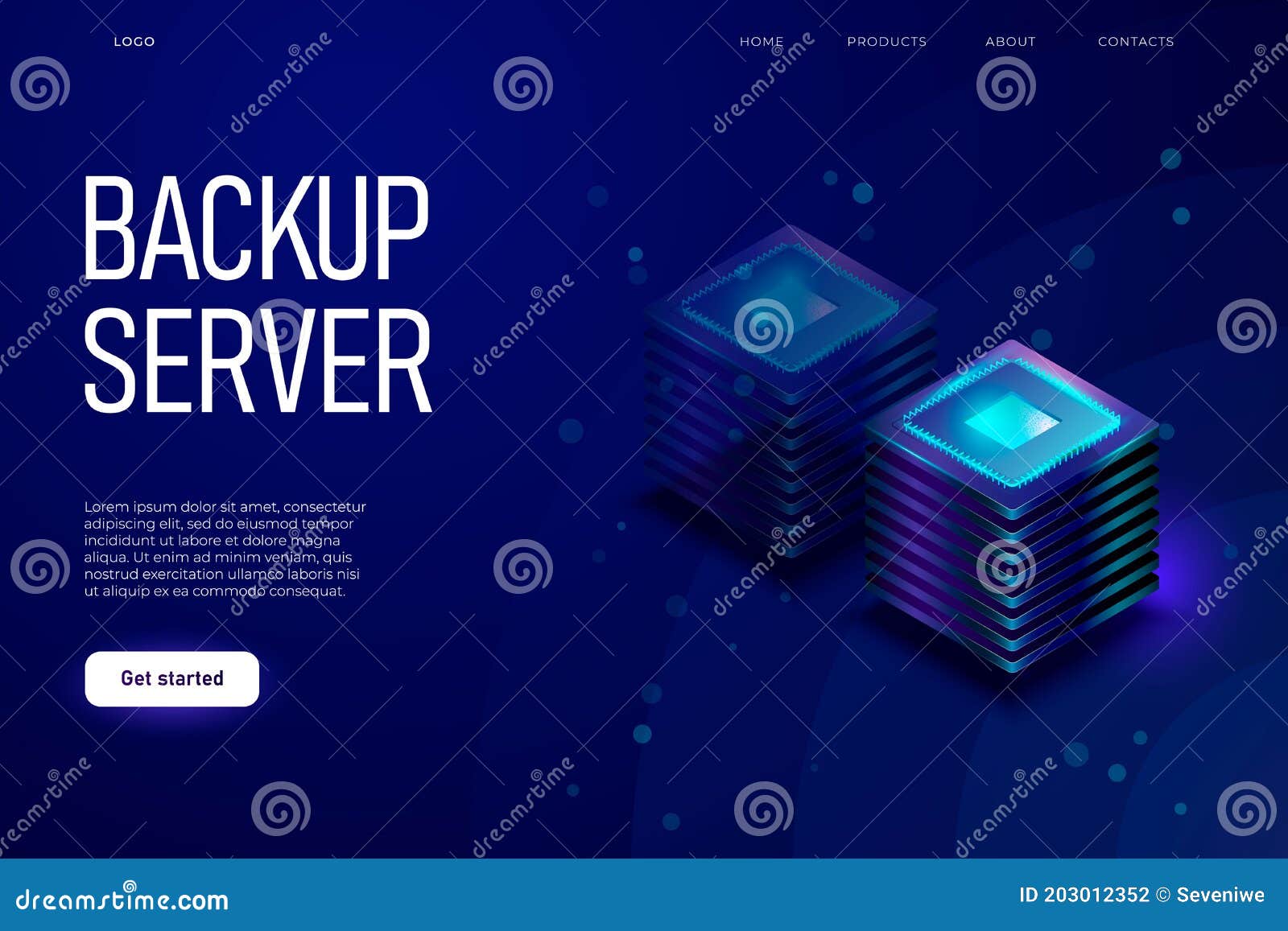 Backup Server Illustration Concept with Header and Place for Text ...