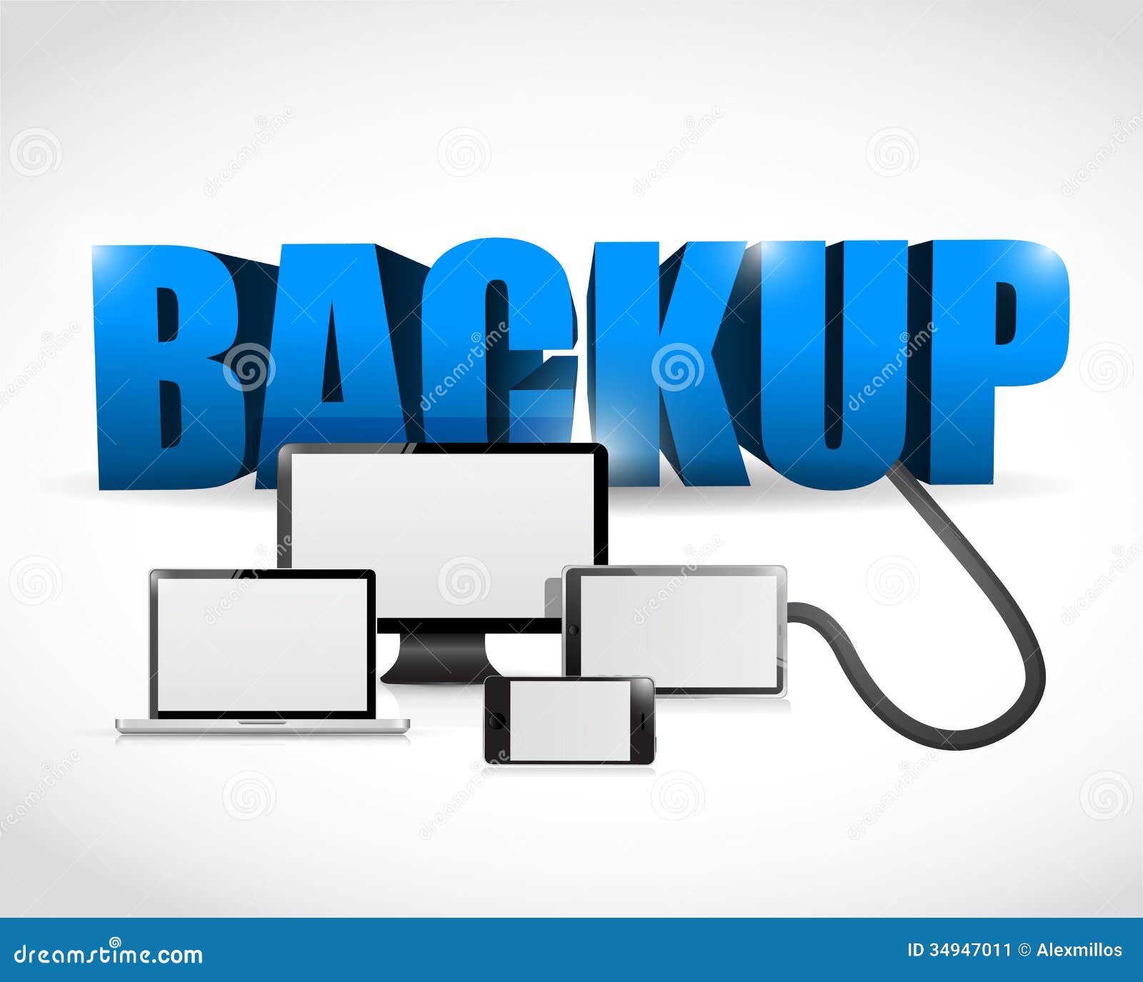 Backup Sign Connected To Electronics. Illustration Royalty-Free Cartoon ...