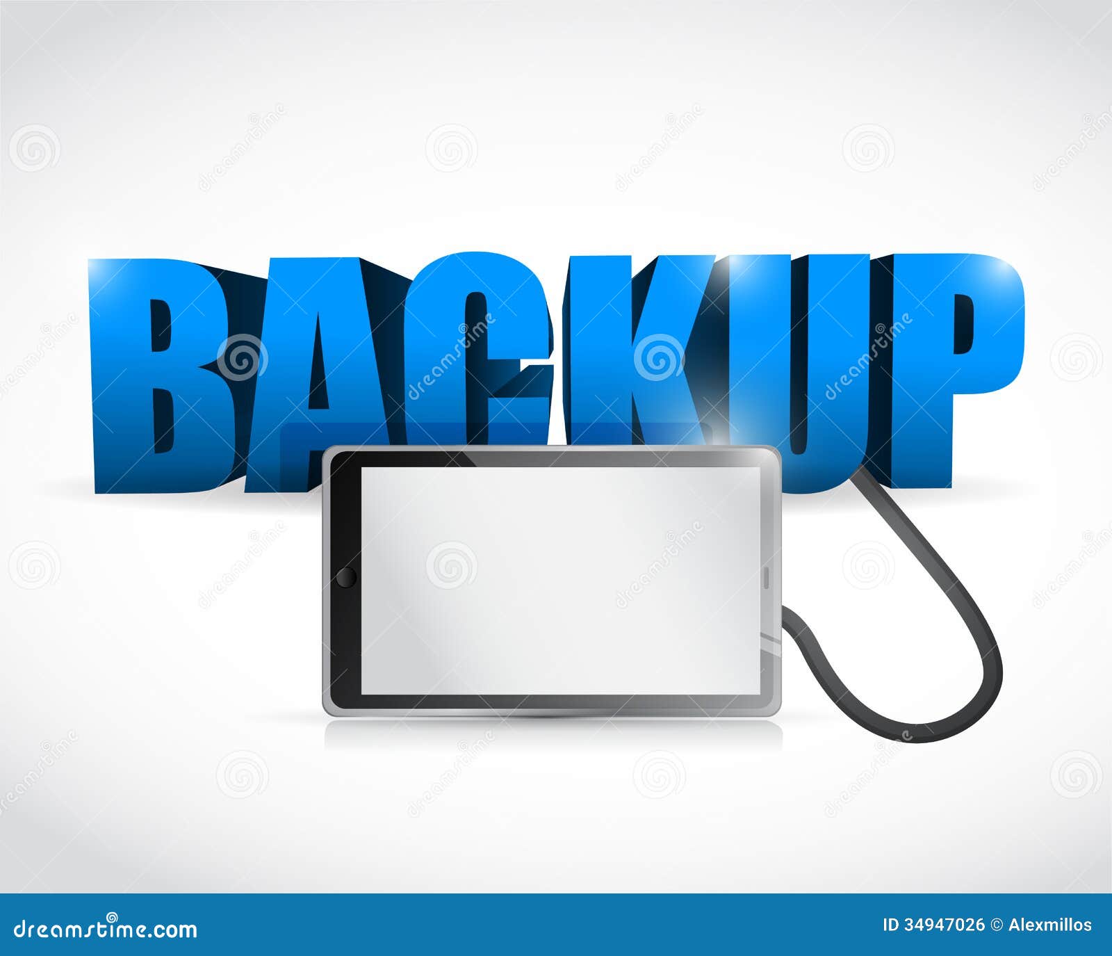 Backup Sign Connected To a Tablet. Illustration Stock Illustration ...