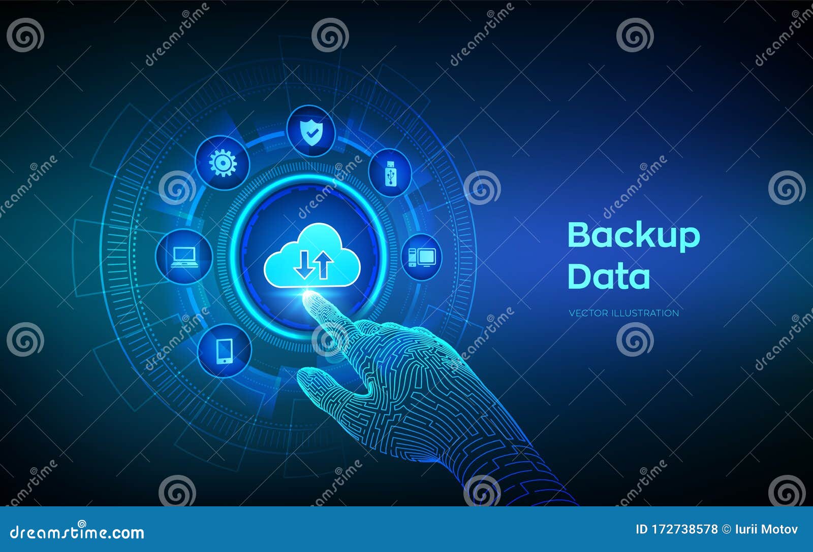 Backup Storage Data. Business Data Online Cloud Backup. Internet ...