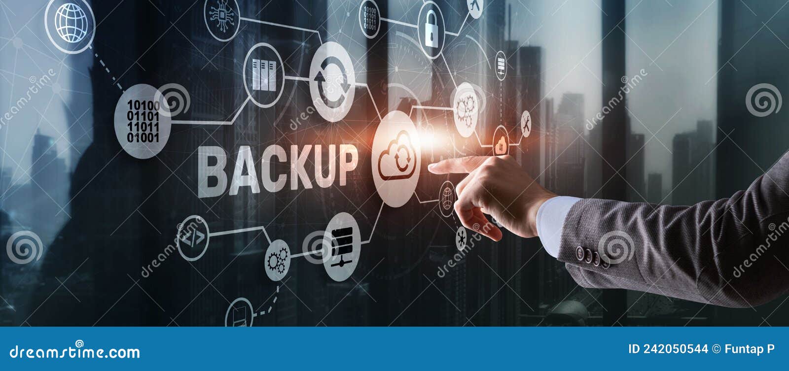 Backup Storage Data Technology Concept. Businessman Touching Backup ... Backup Storage Data Technology Concept. Businessman Touching Backup ...