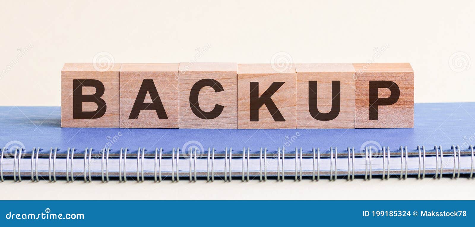 Backup - a Word Made of Wooden Blocks with Black Letters, a Row of ...