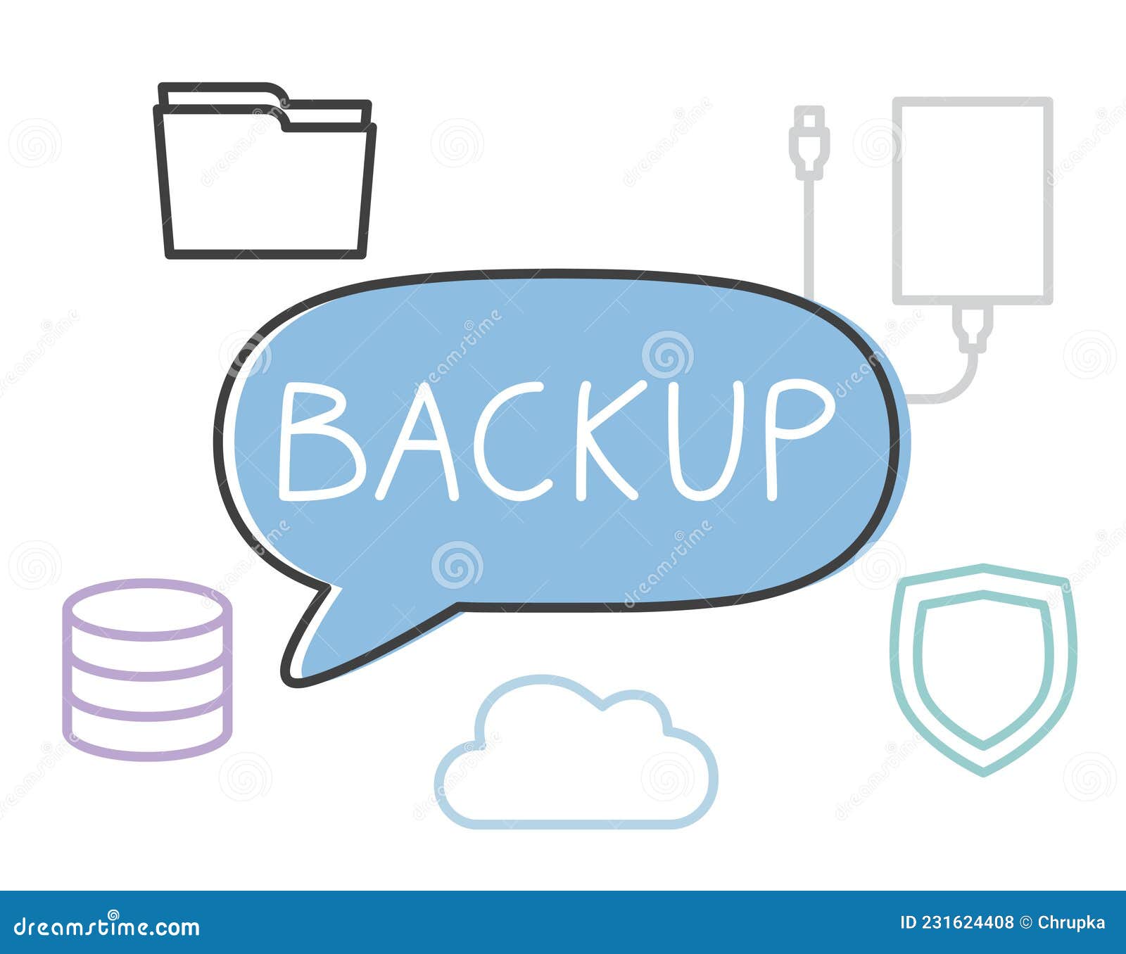 Backup Written in Speech Bubble Stock Vector - Illustration of save ...