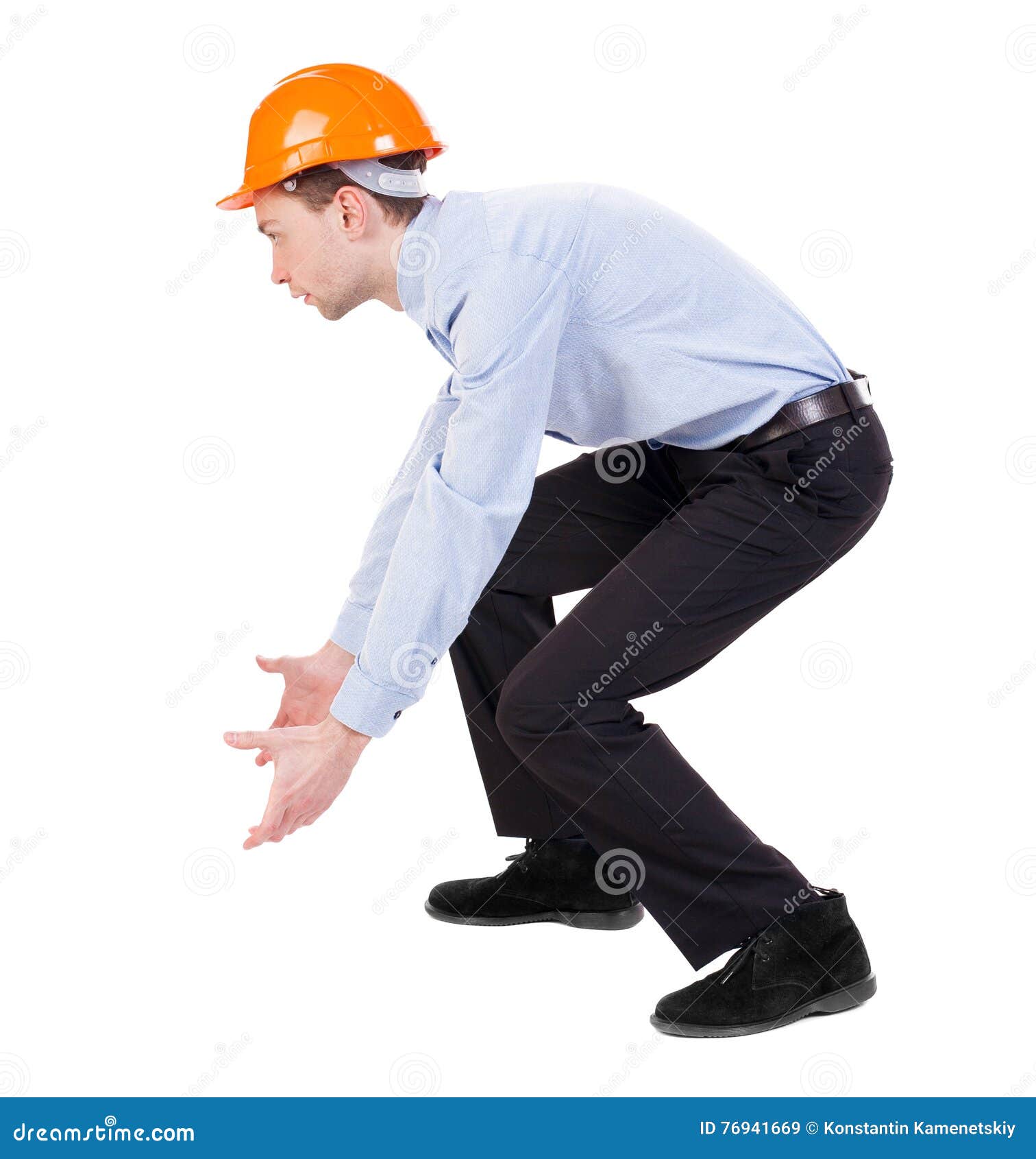Backview of an Engineer in Construction Helmet. Stock Image - Image of ...