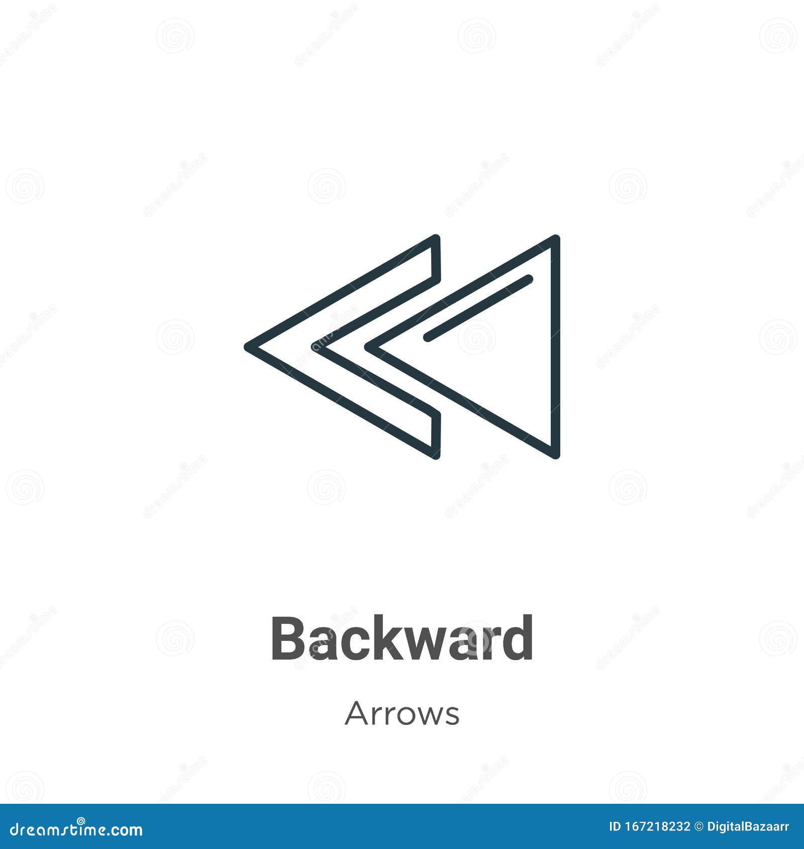 Backward Outline Vector Icon. Thin Line Black Backward Icon, Flat ...