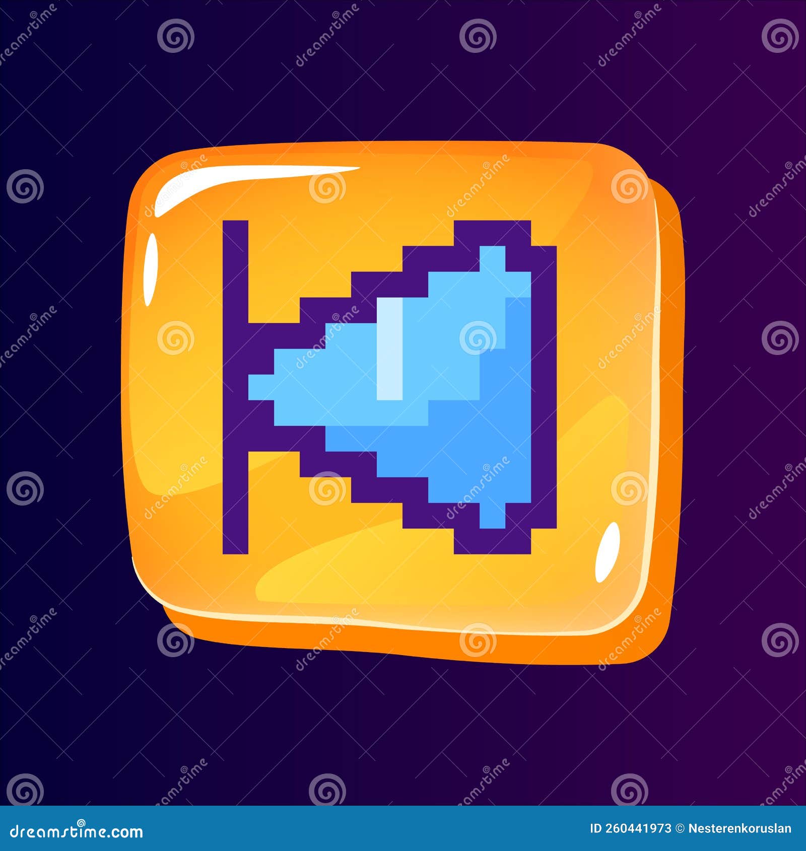 Backward Rewind Glossy Ui Button with Pixelated Color Icon Stock Vector - Illustration of ...