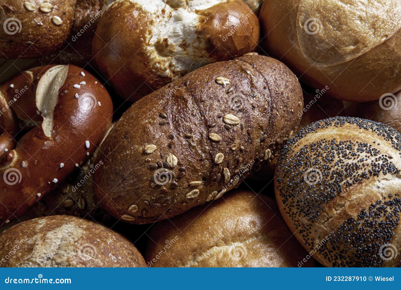 Several Types of Bread from Above Stock Photo - Image of yummy, baked ...