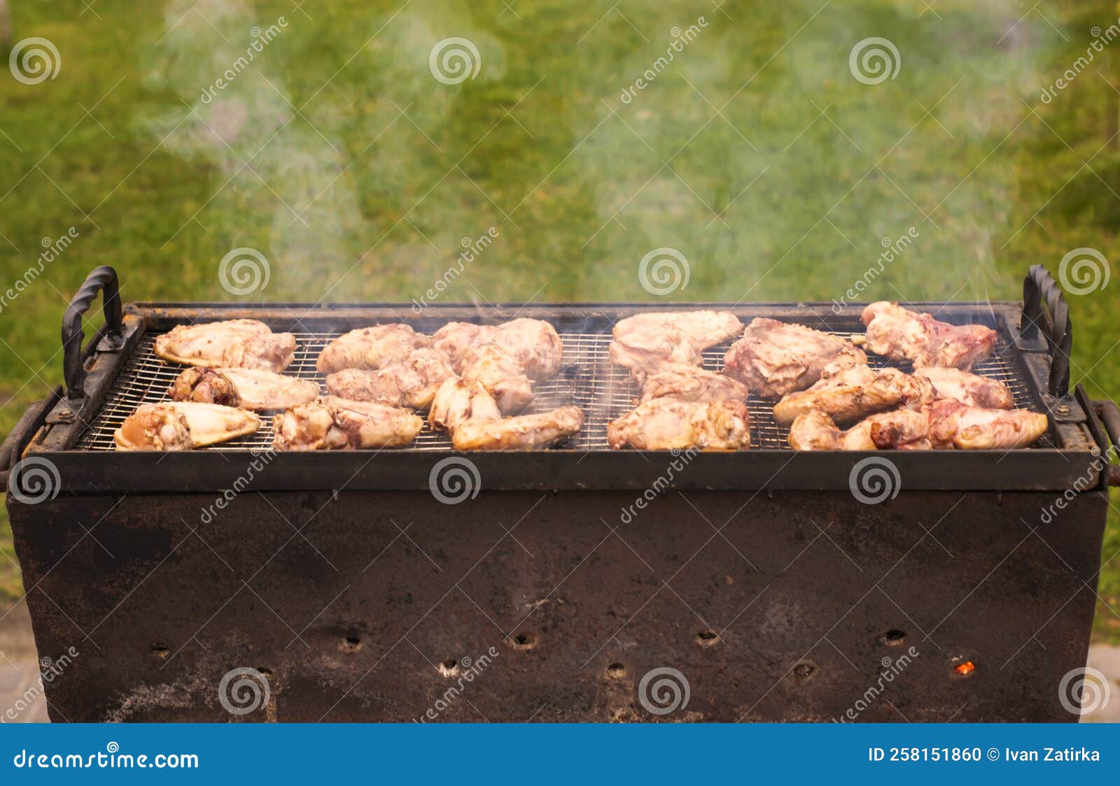 Backyard Barbecue on an Autumn Day. Stock Photo - Image of food ...