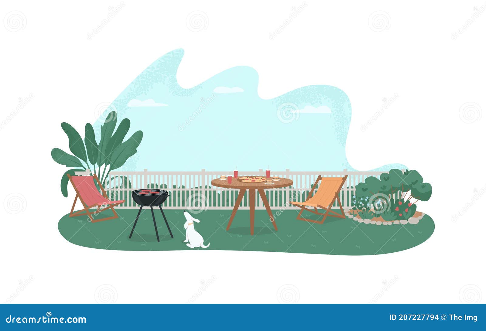 Backyard Barbecue 2D Vector Web Banner, Poster Stock Illustration ...