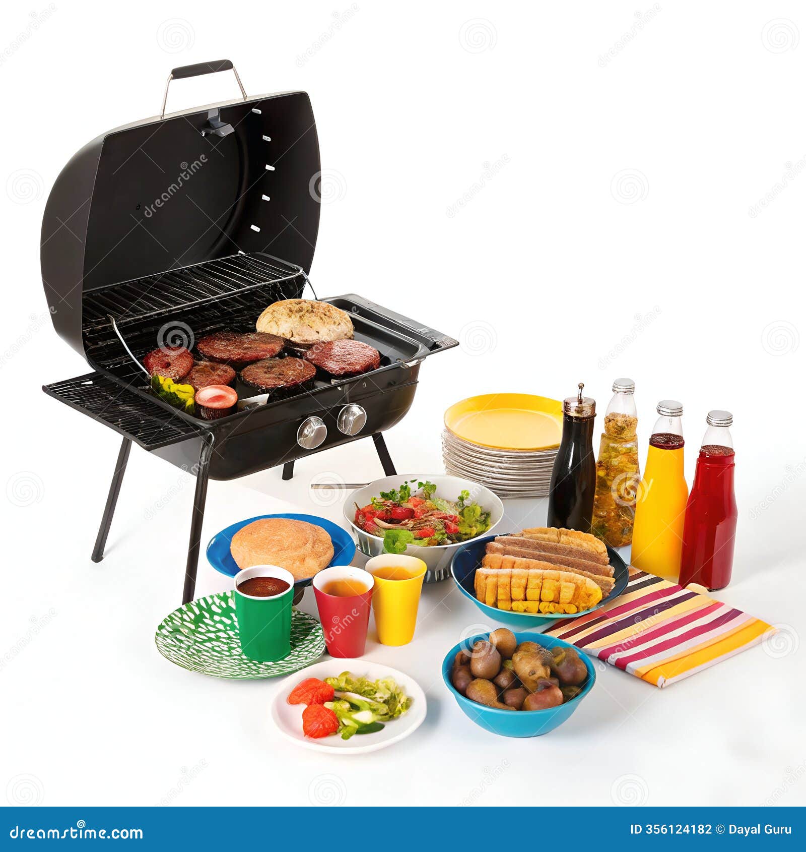 Backyard Barbecue Scene Isolated on White Background Stock Illustration ...