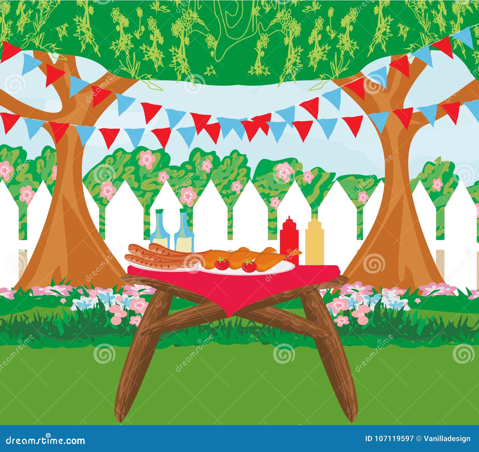 Backyard Barbecue, Vector Illustration Stock Vector - Illustration of ...