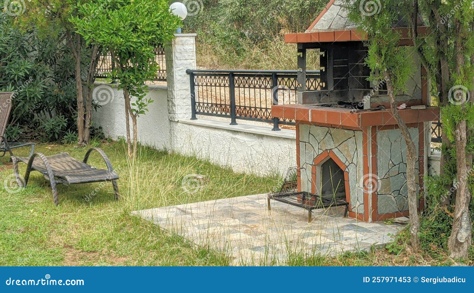 Backyard barbeque place stock image. Image of home, garden - 257971453