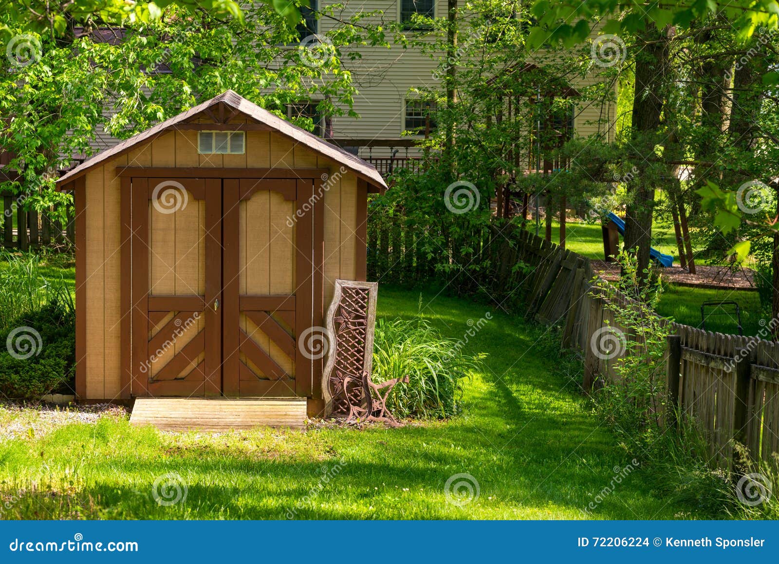 Backyard barn stock photo. Image of fence, building, barn - 72206224