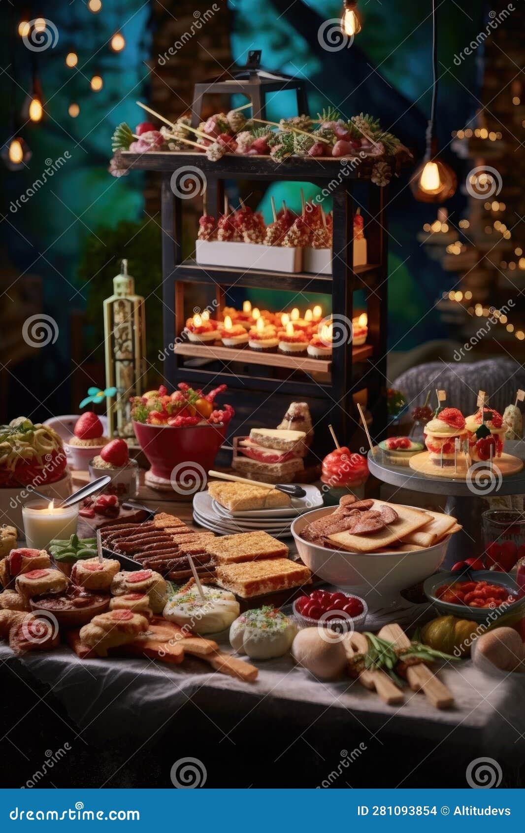 A Backyard Bbq Grill with Festive Food Items Stock Illustration ...
