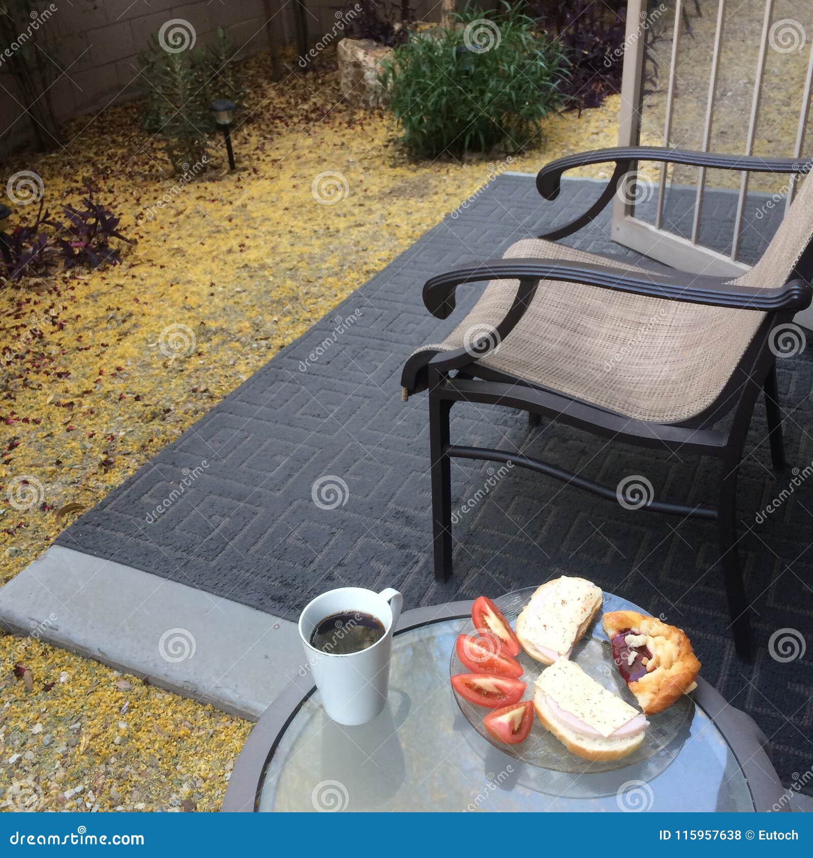 Backyard Breakfast in Spring Stock Photo - Image of sliced, style ...