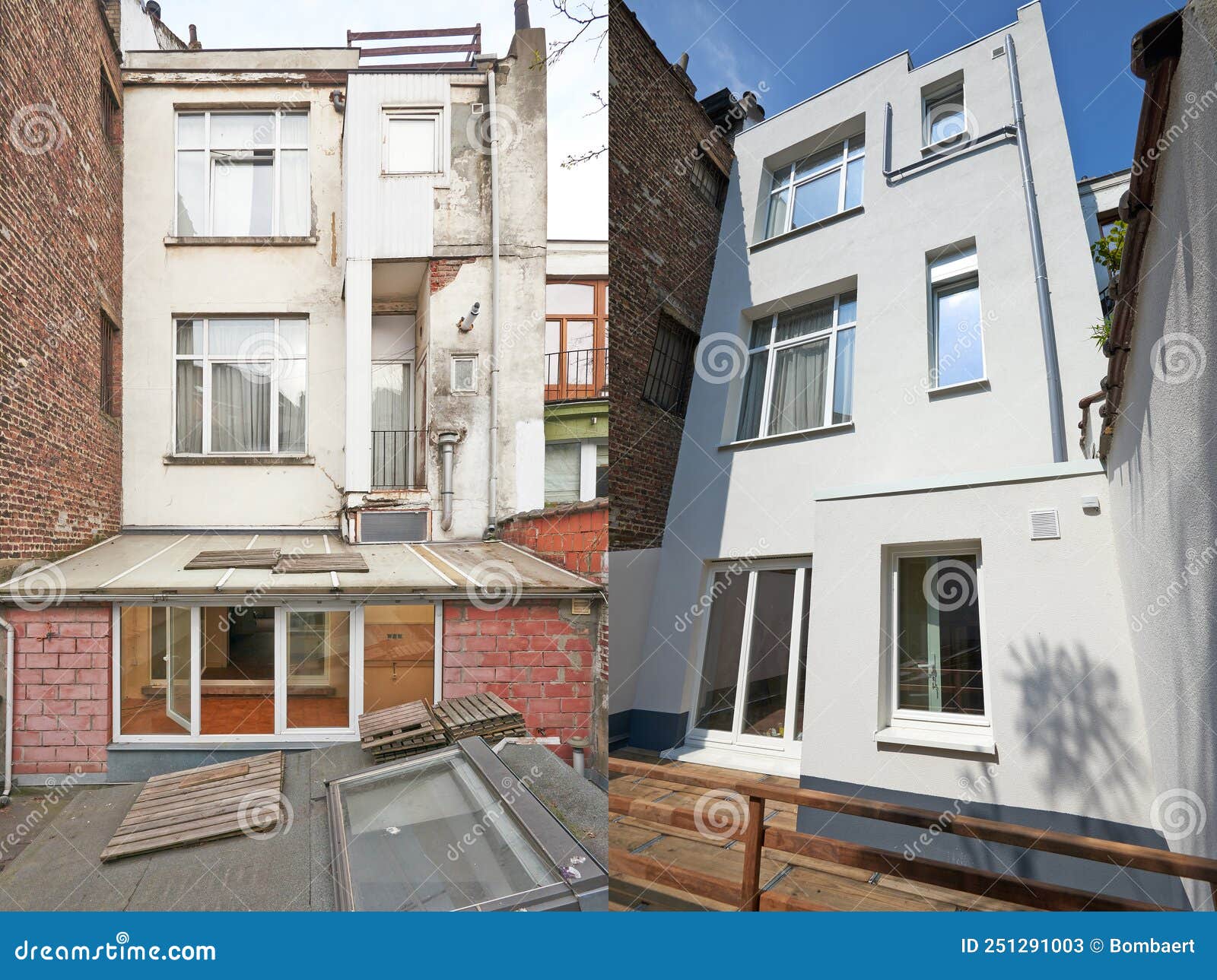 Building Facade Repair and Insulation before and after Stock Image ...