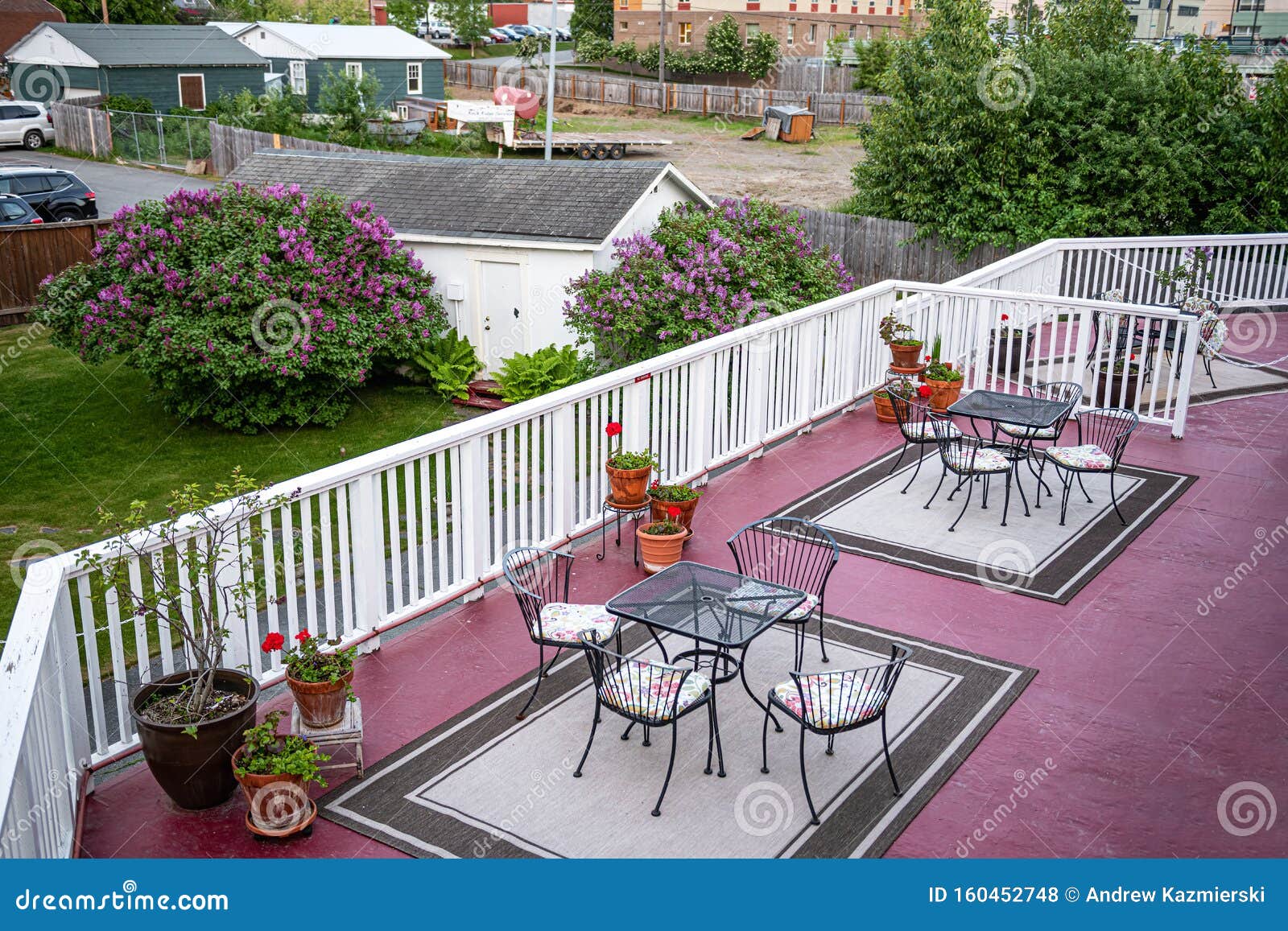 Backyard Deck editorial stock photo. Image of deck, tables - 160452748