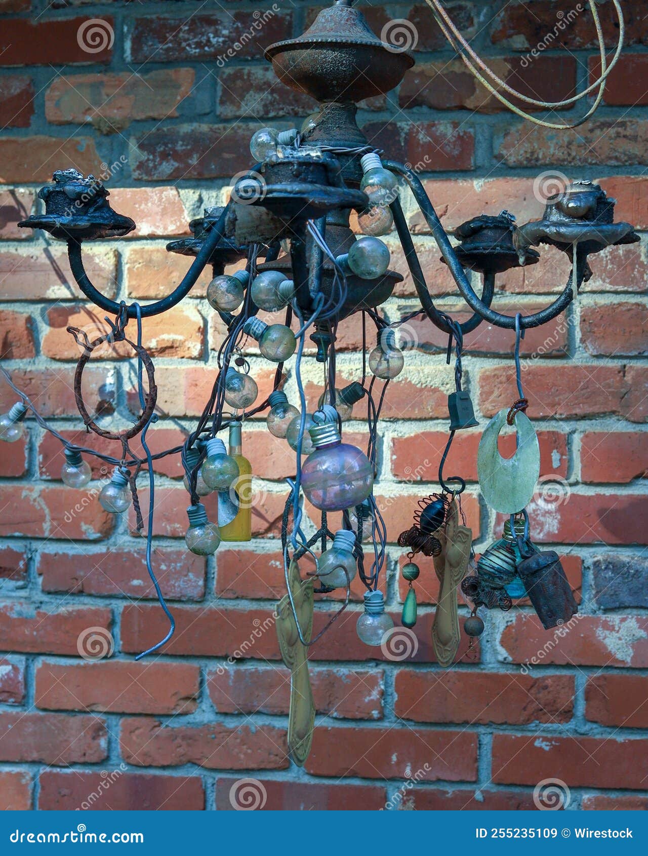 Backyard Decorations Hanging on a Chandelier Stock Image - Image of ...