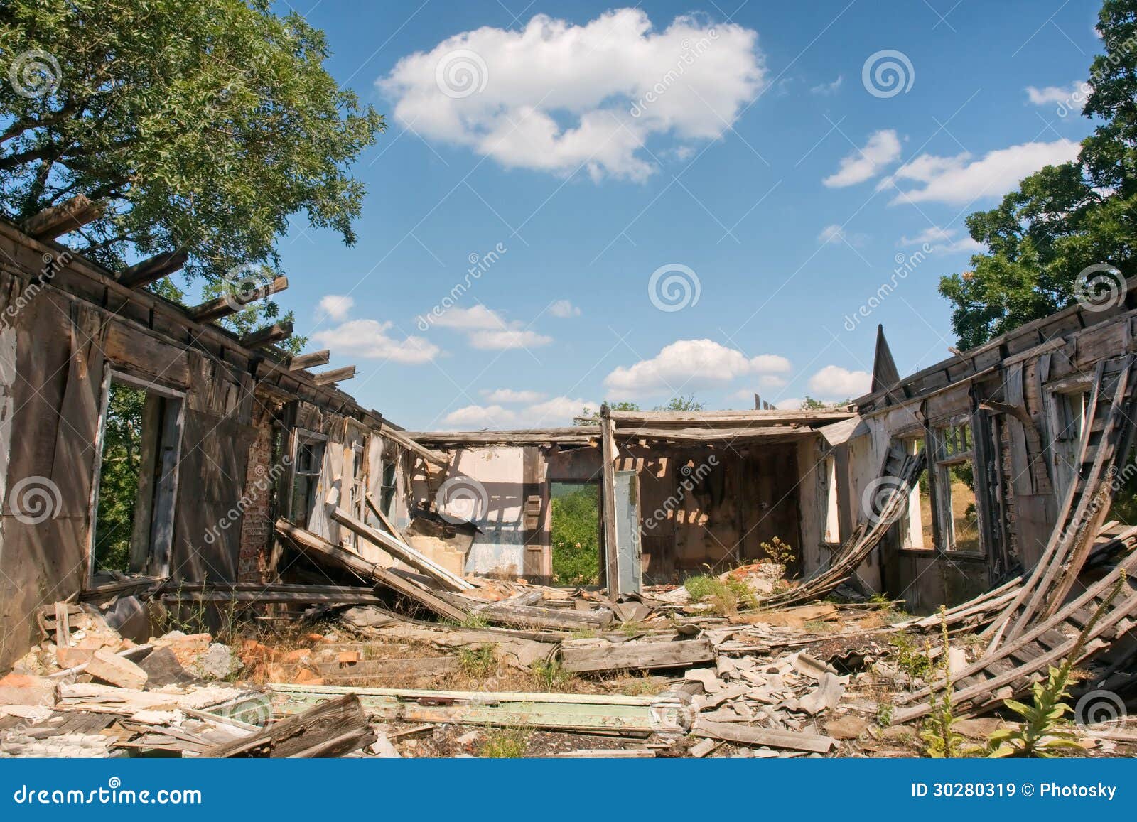 Backyard of Demolished House Stock Image - Image of broken, destruction ...