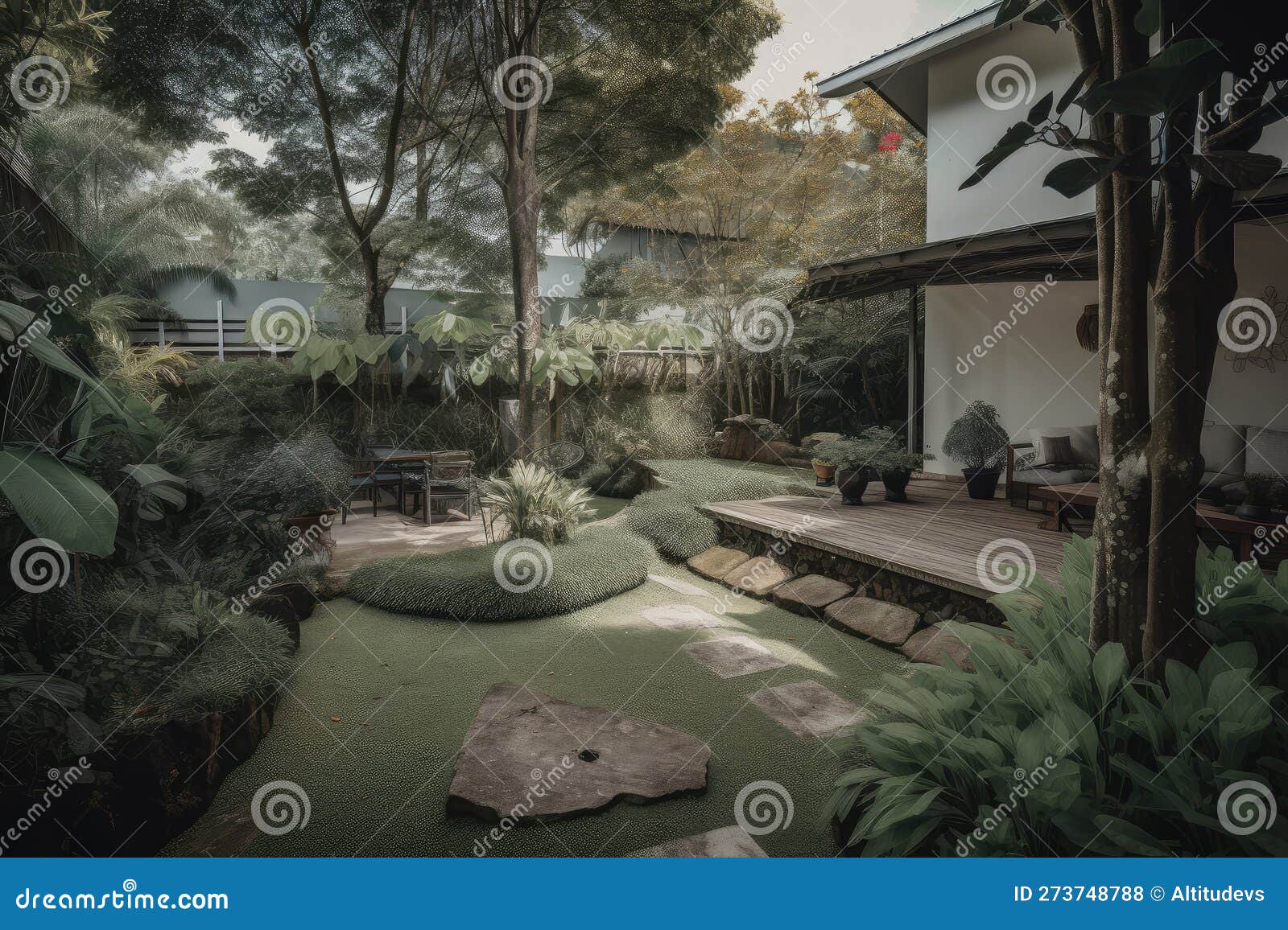 Backyard Full of Natural Greenery and Peaceful Environment Stock Photo ...