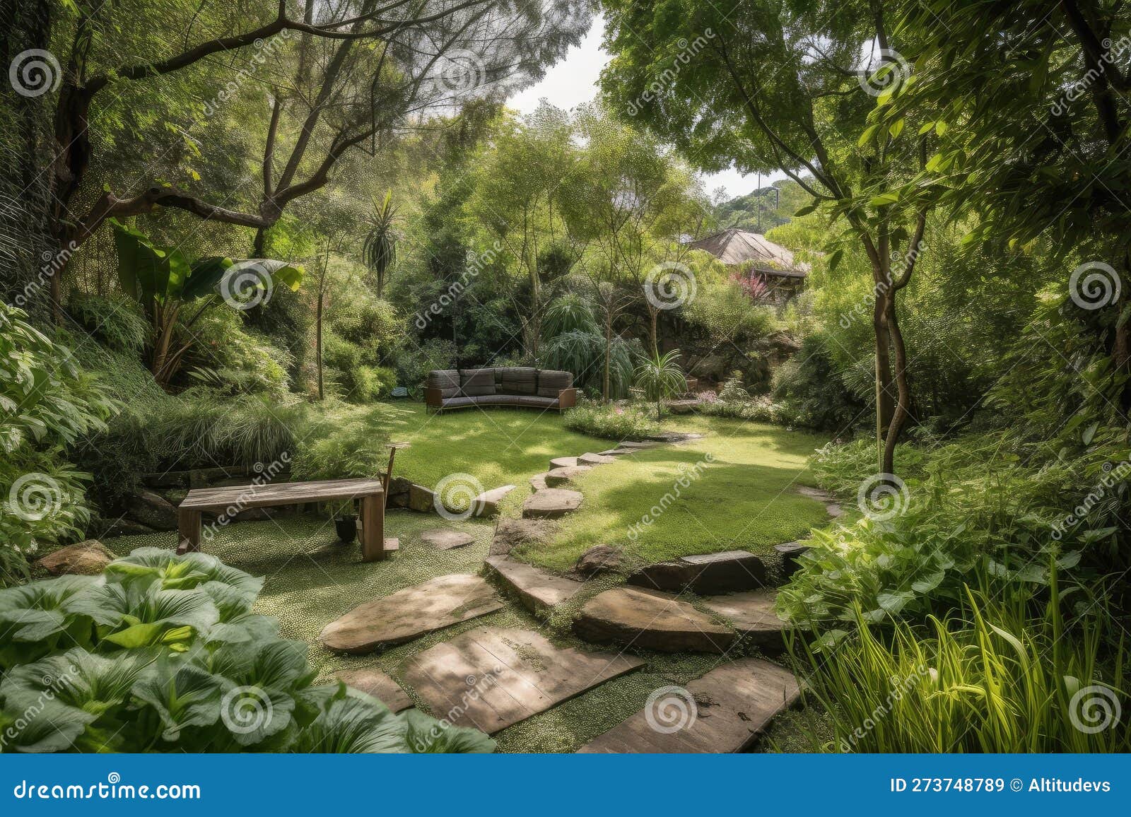 Backyard Full of Natural Greenery and Peaceful Environment Stock ...