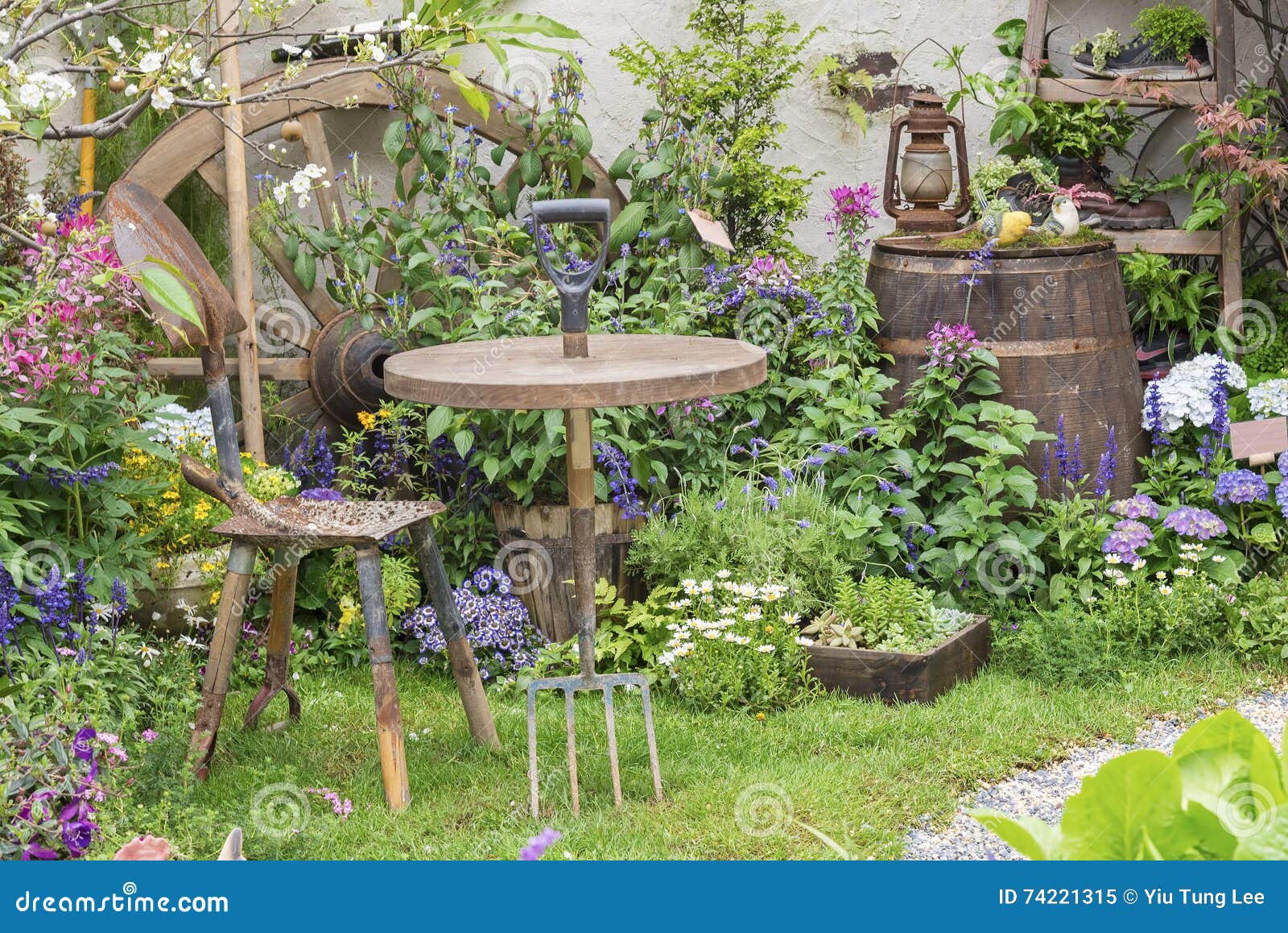 Backyard garden stock image. Image of fork, outdoor, relaxation - 74221315