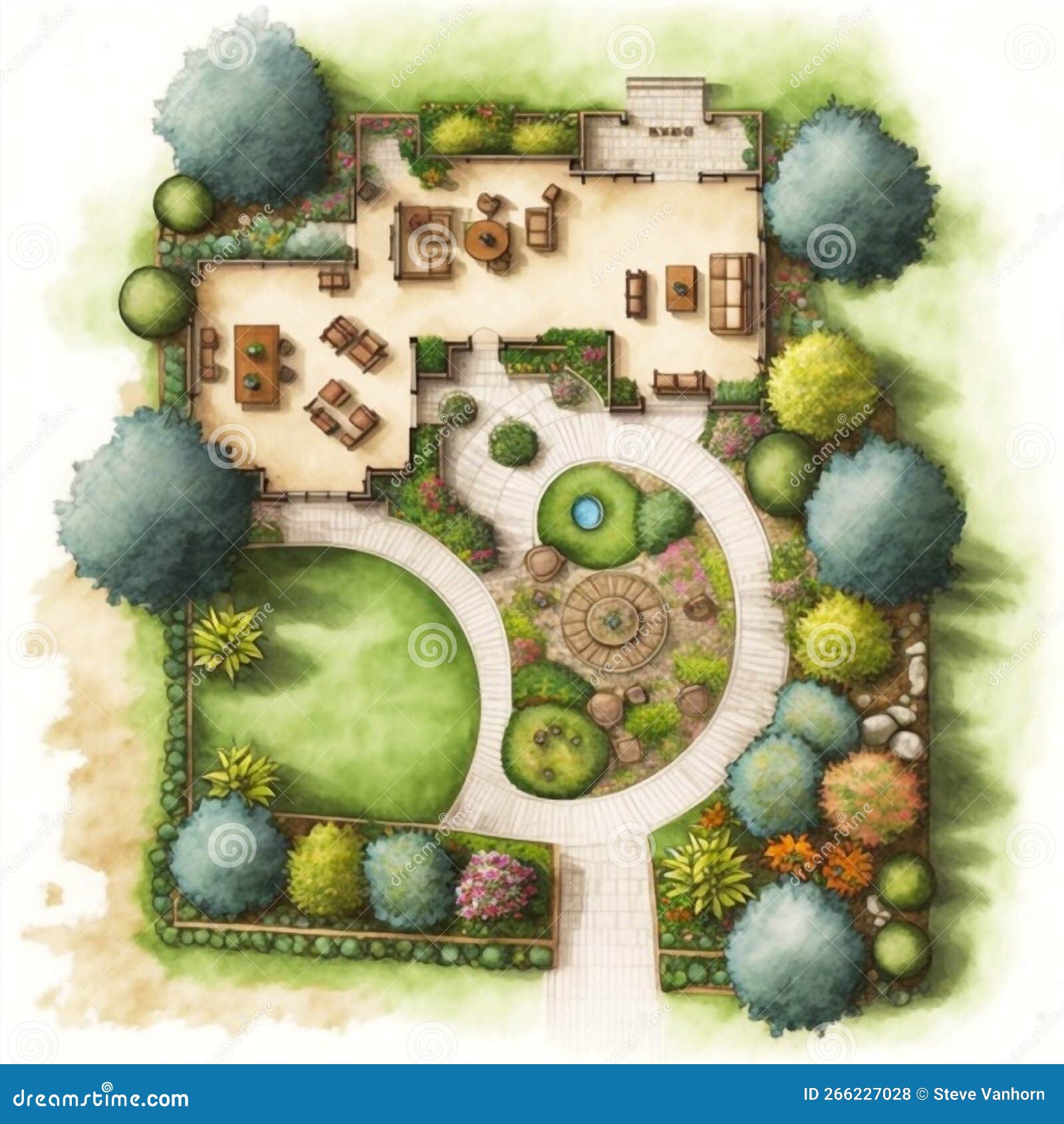 Backyard Landscape design stock illustration. Illustration of plan ...
