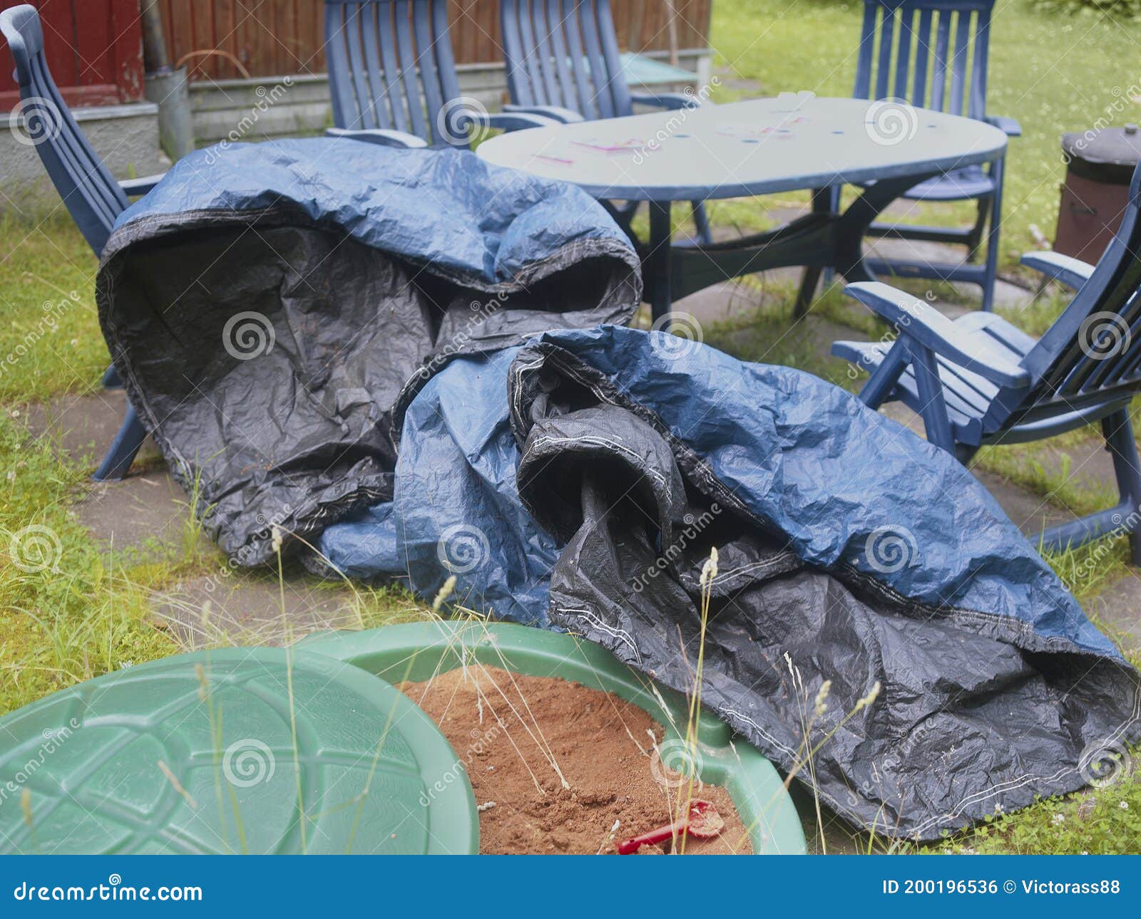 Backyard in Mess after a Wind Stock Photo - Image of sandbox, objects ...