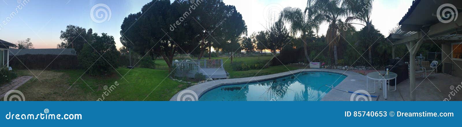Backyard Panorama at Sunset Stock Image - Image of backyard, panorama ...