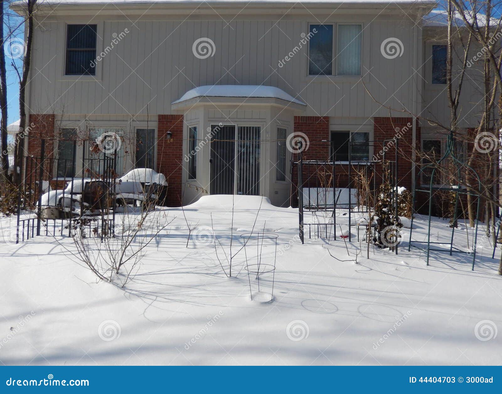 Backyard patio in winter stock image. Image of backyard - 44404703