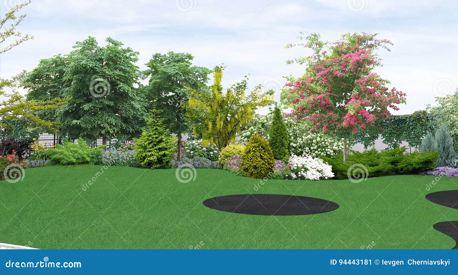 Backyard Planting of Greenery, 3d Render Stock Illustration ...