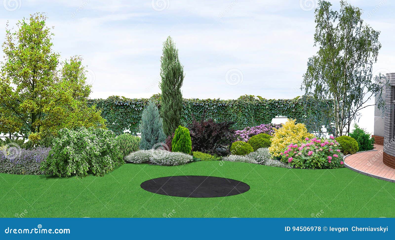Backyard Planting of Greenery, 3d Render Stock Illustration ...