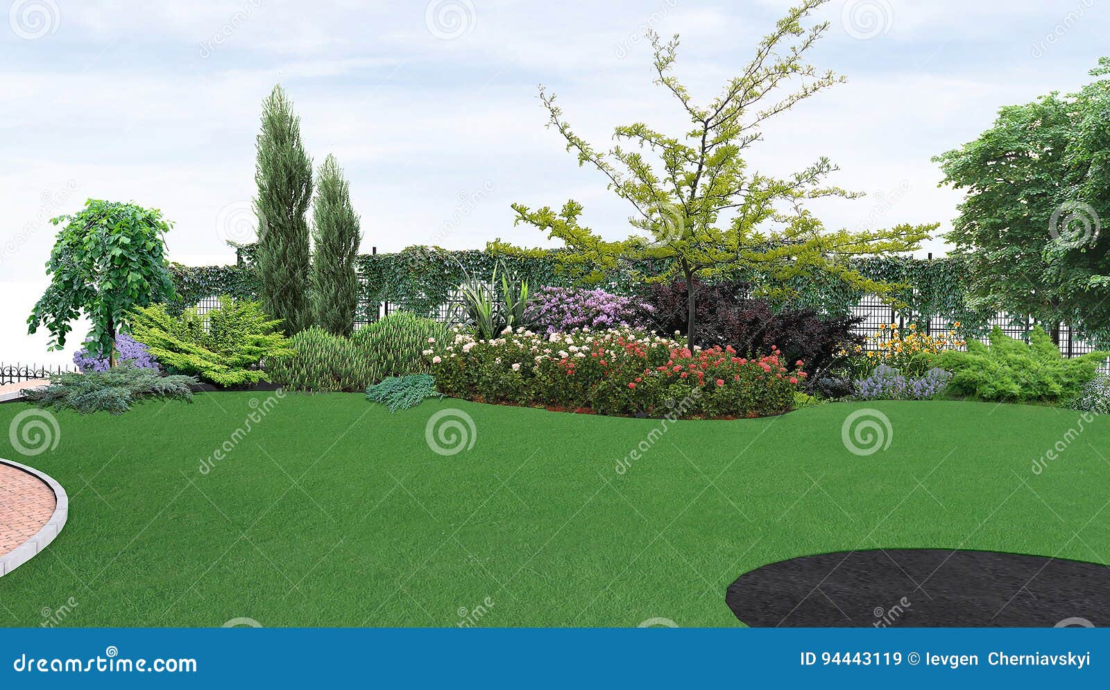 Backyard Planting of Greenery, 3d Render Stock Illustration ...