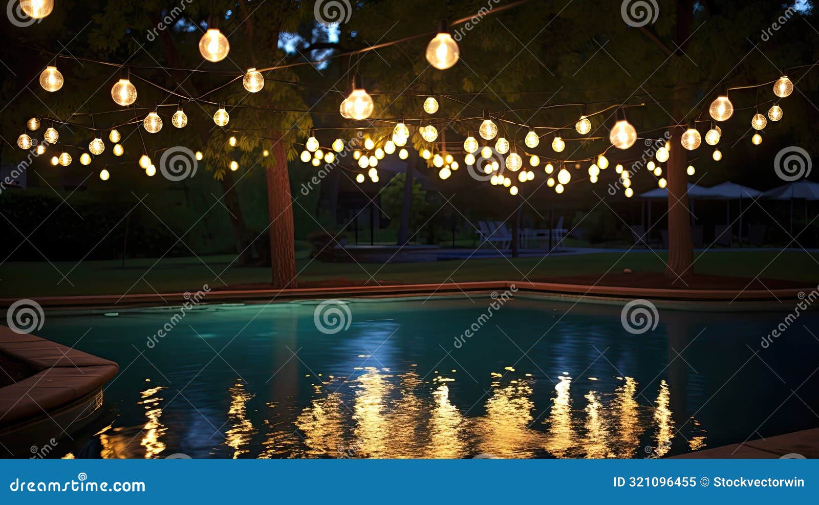 Backyard String of Edison Lights Stock Illustration - Illustration of ...