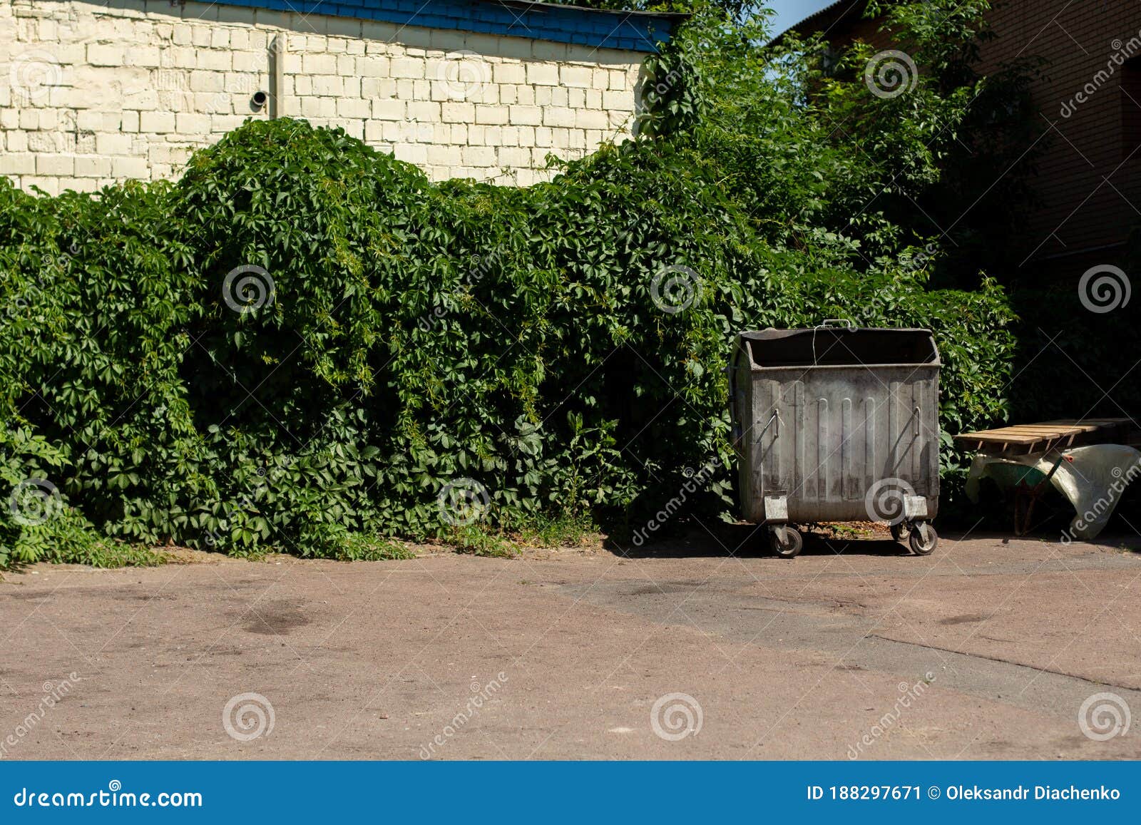 Backyard Trash Can with Trash Stock Image - Image of ecology, container ...
