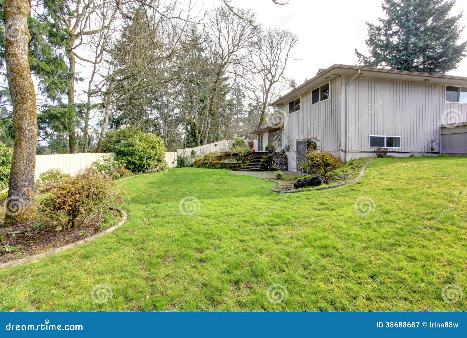 Backyard view. stock image. Image of property, yard, land - 38688687