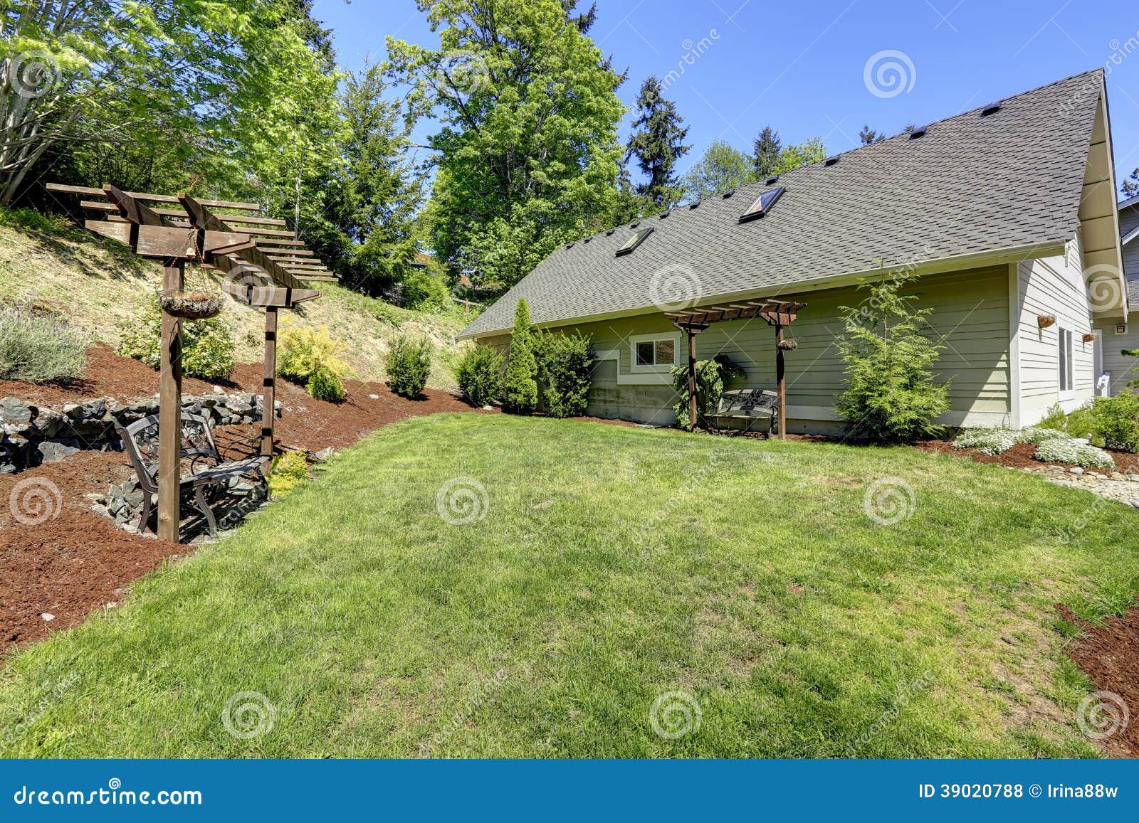 Backyard view. stock photo. Image of grass, yard, area - 39020788