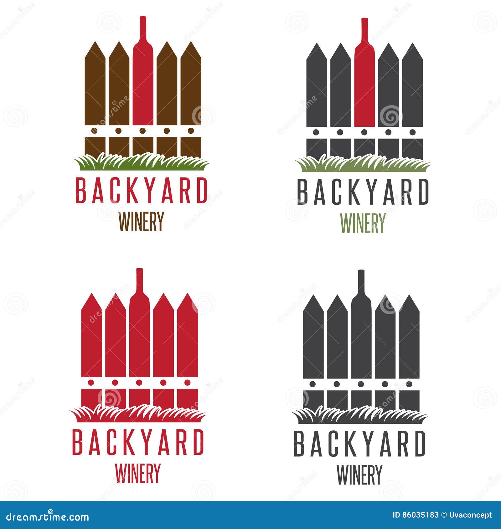Backyard Winery Vector Design Template with Fence Stock Vector ...