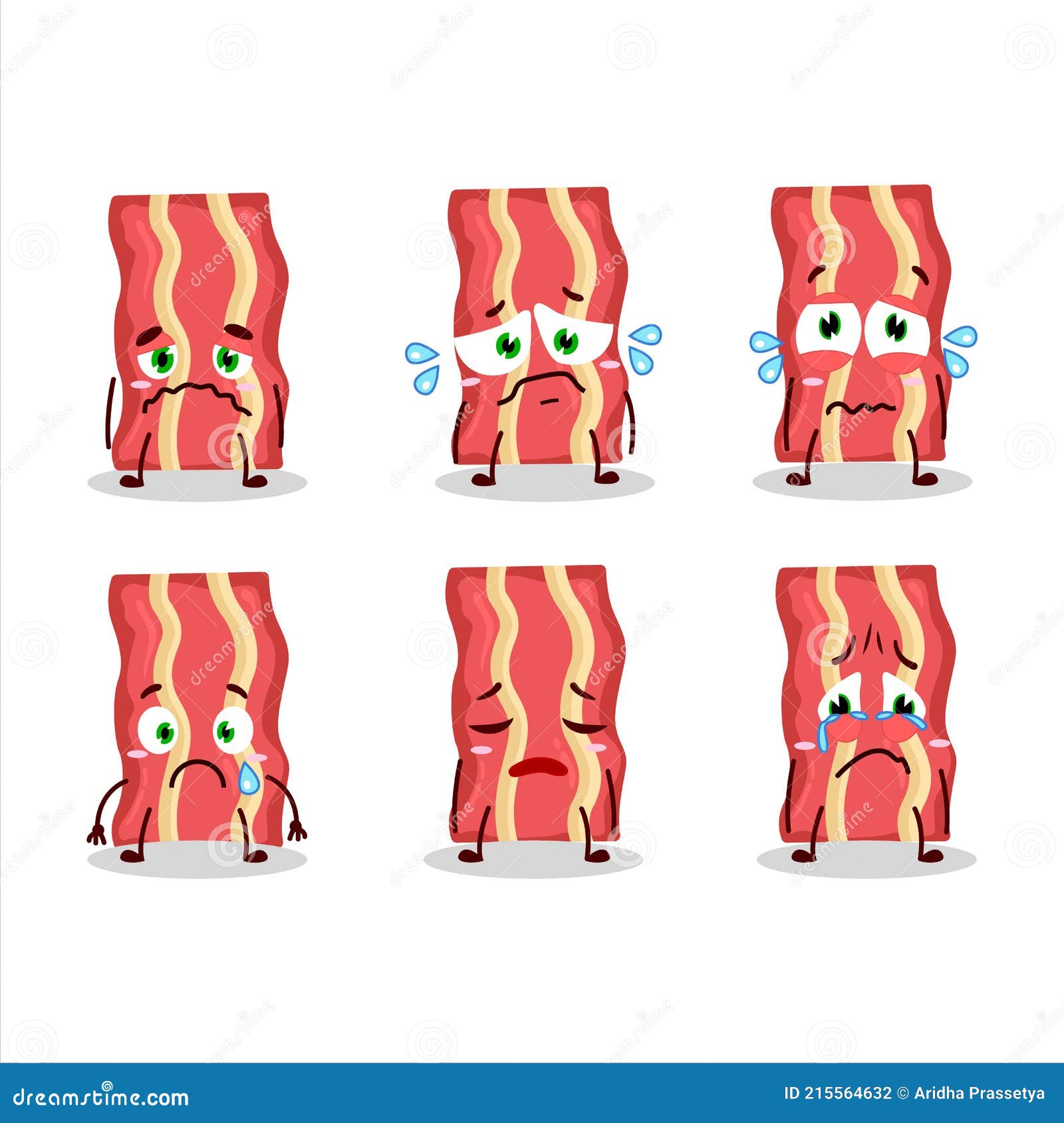 Bacon Cartoon in Character with Sad Expression Stock Vector ...