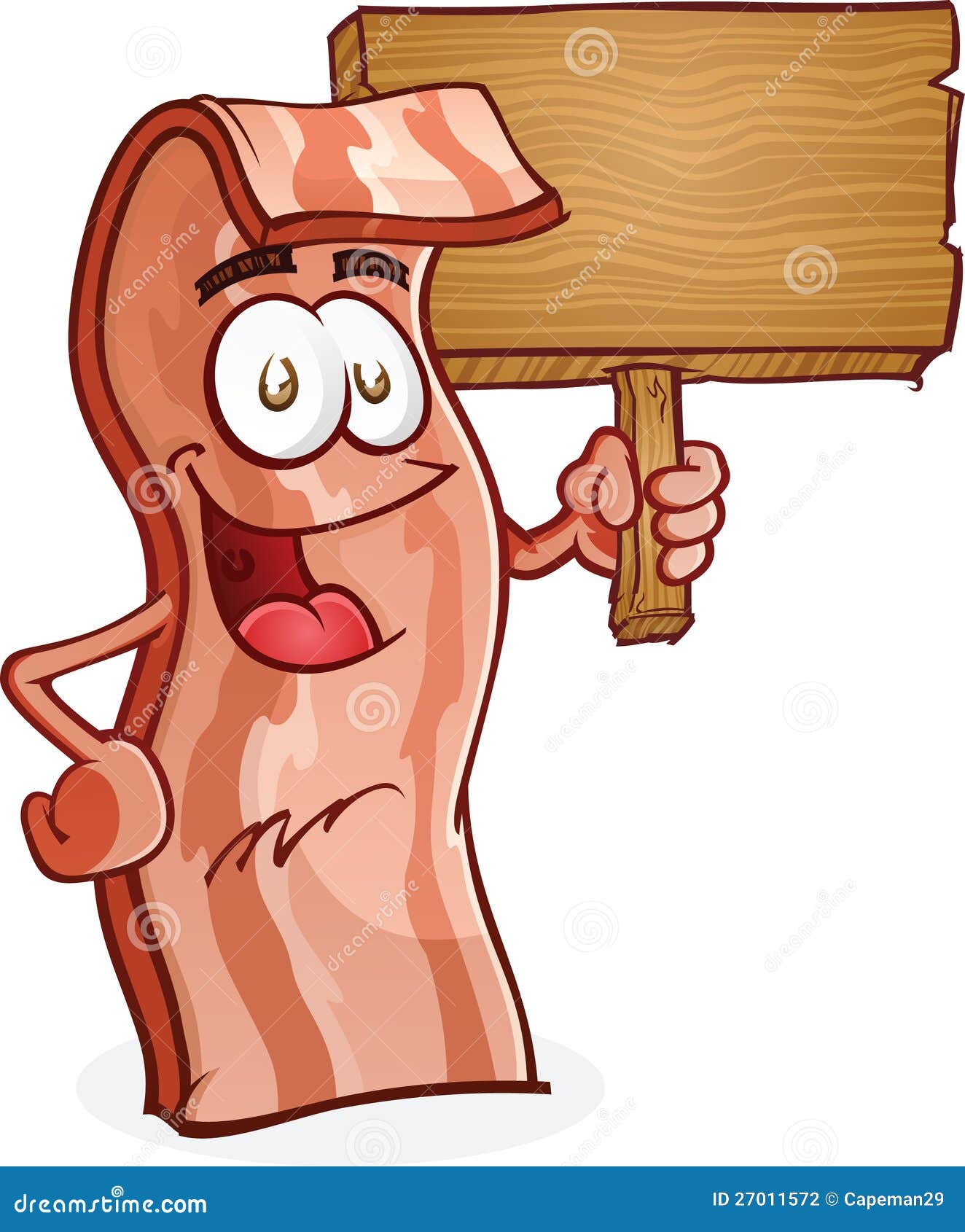 Bacon Character Holding Sign Stock Vector - Illustration of happy ...