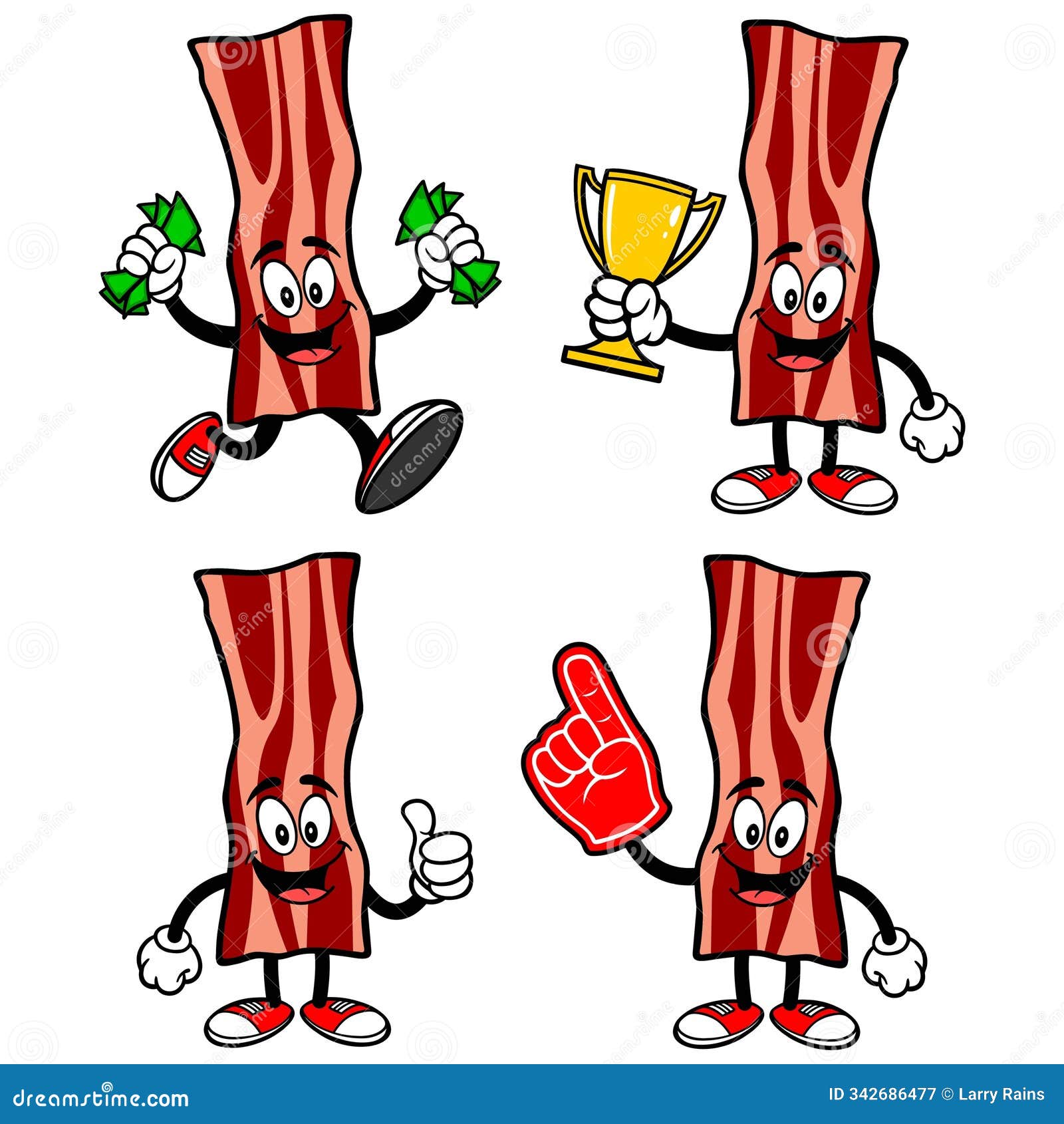 Bacon Character Set 03 Cartoon Vector | CartoonDealer.com #342686479