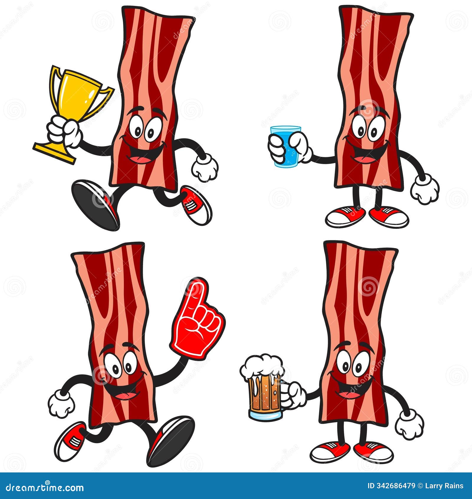 Bacon Character Set 03 Cartoon Vector | CartoonDealer.com #342686479