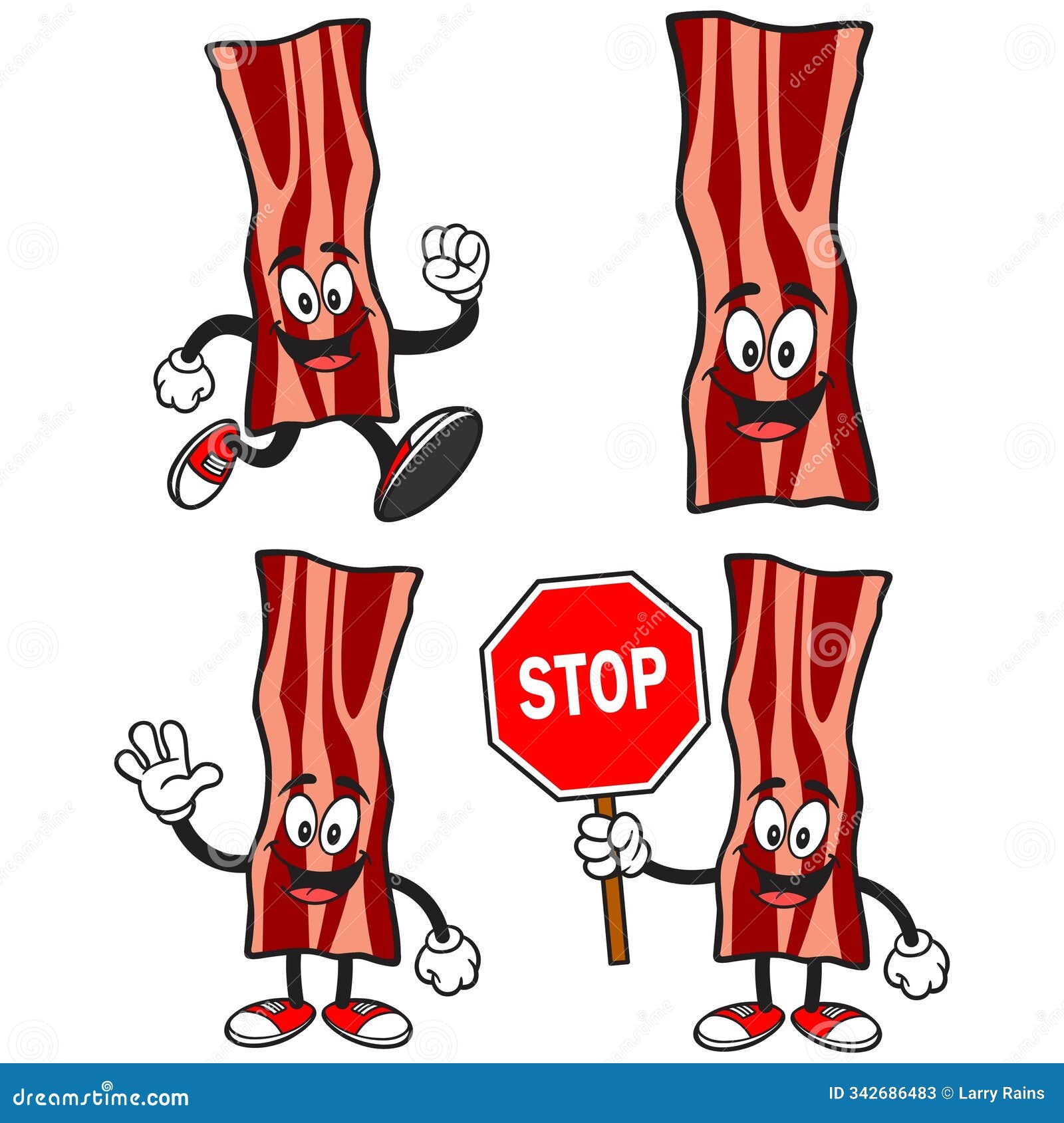 Bacon Character Set 03 Cartoon Vector | CartoonDealer.com #342686479
