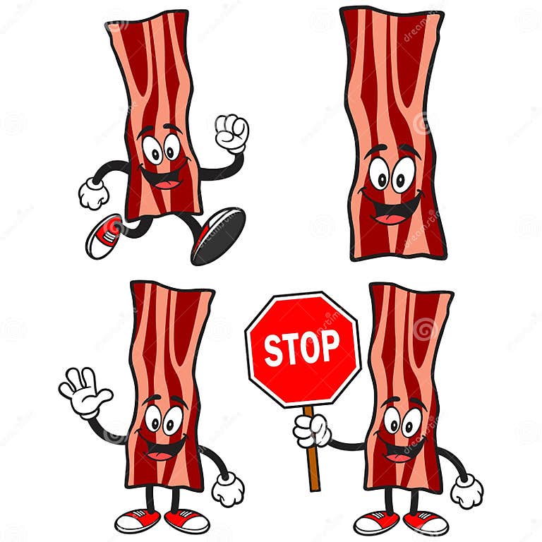 Bacon Character Set 04 stock illustration. Illustration of background ...