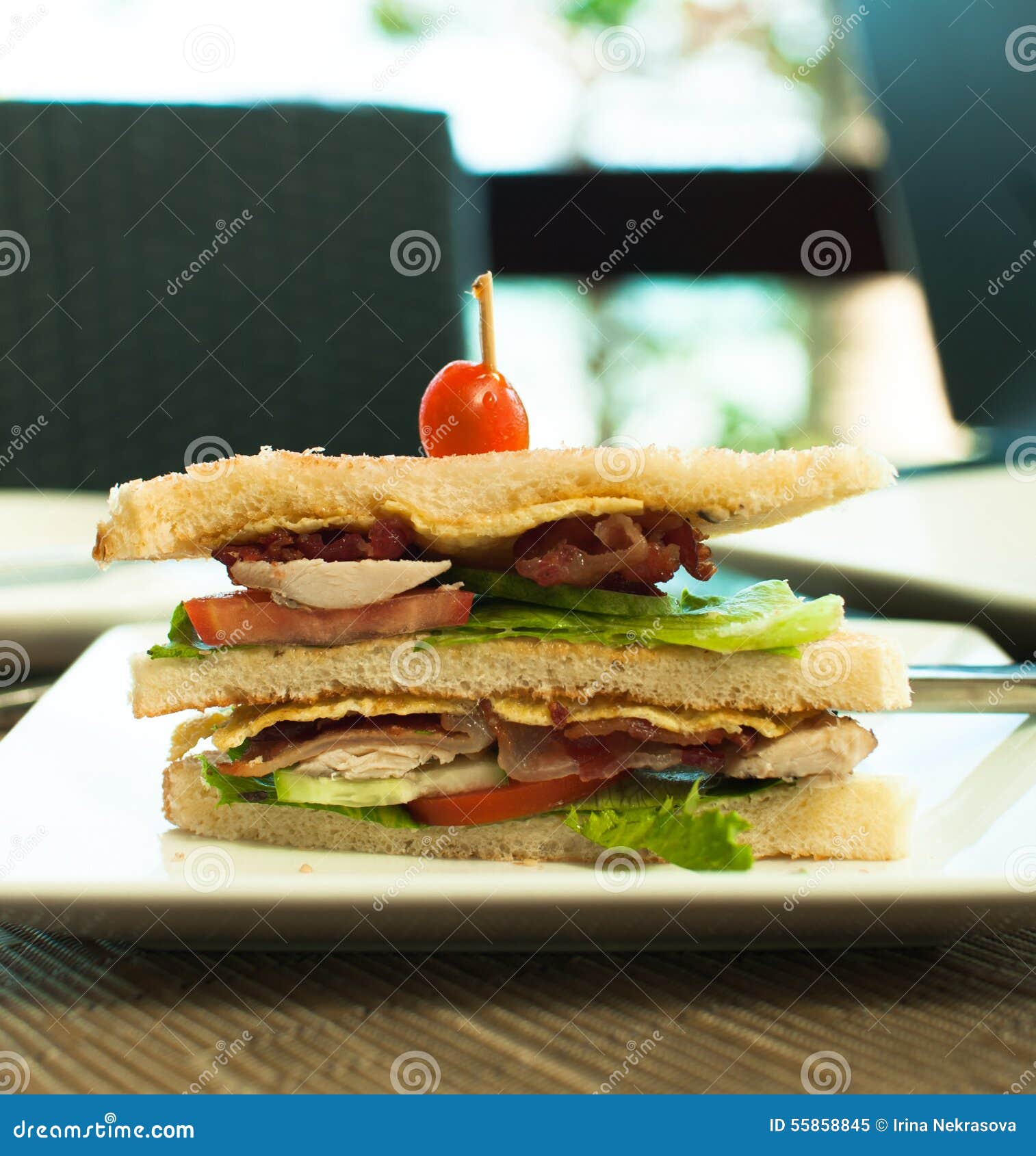 Bacon Club Sandwich Side View Stock Image - Image of lettuce, ketchup ...