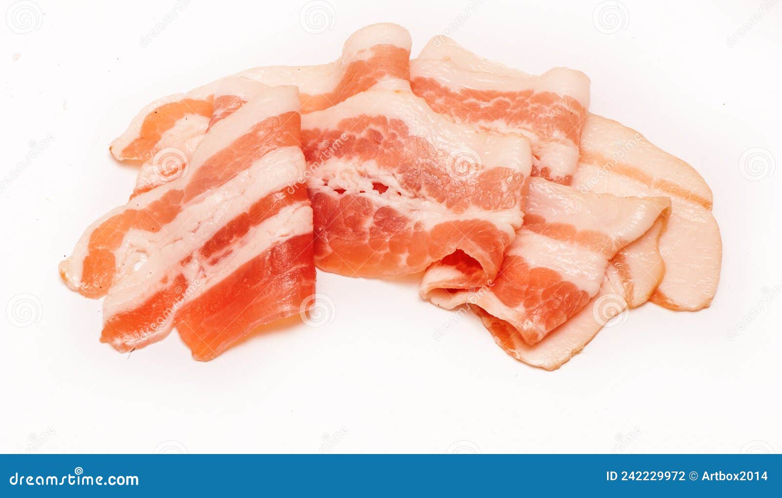 Bacon Cut into Strips on a White Background Stock Photo - Image of ...